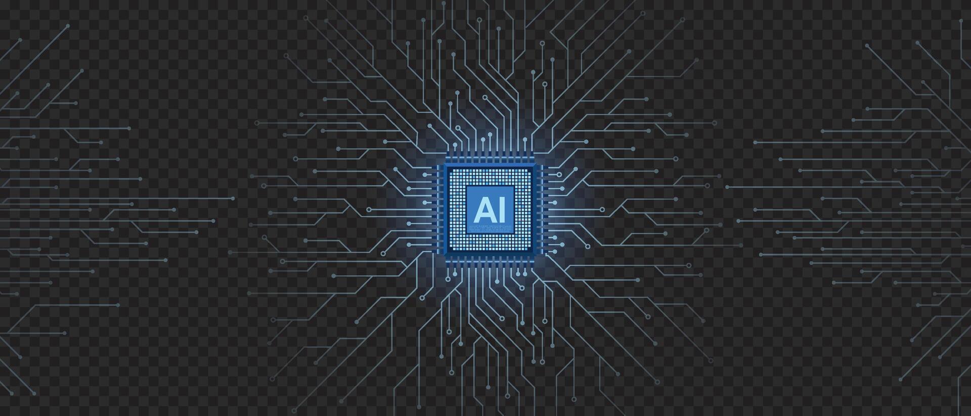 AI technology CPU chipset with printed circuit board. Printed circuit board and processor ...