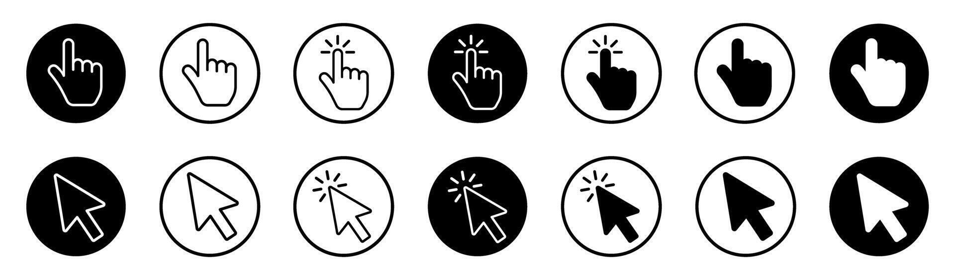 Computer Mouse Click Cursor And Hand Cursor Icons Set Pointer Click Clicking Finger Hand