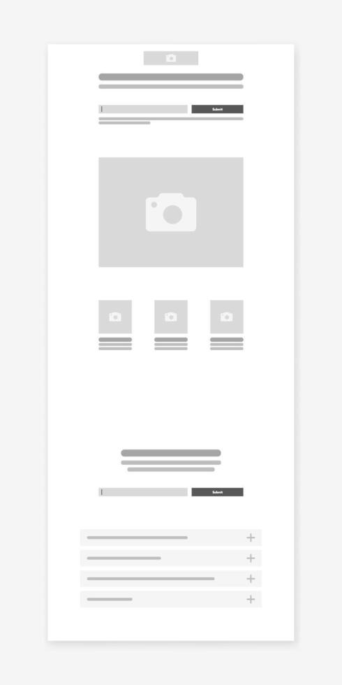 Landing Page Wireframe Webpage Prototype Website Interface Web And Ux
