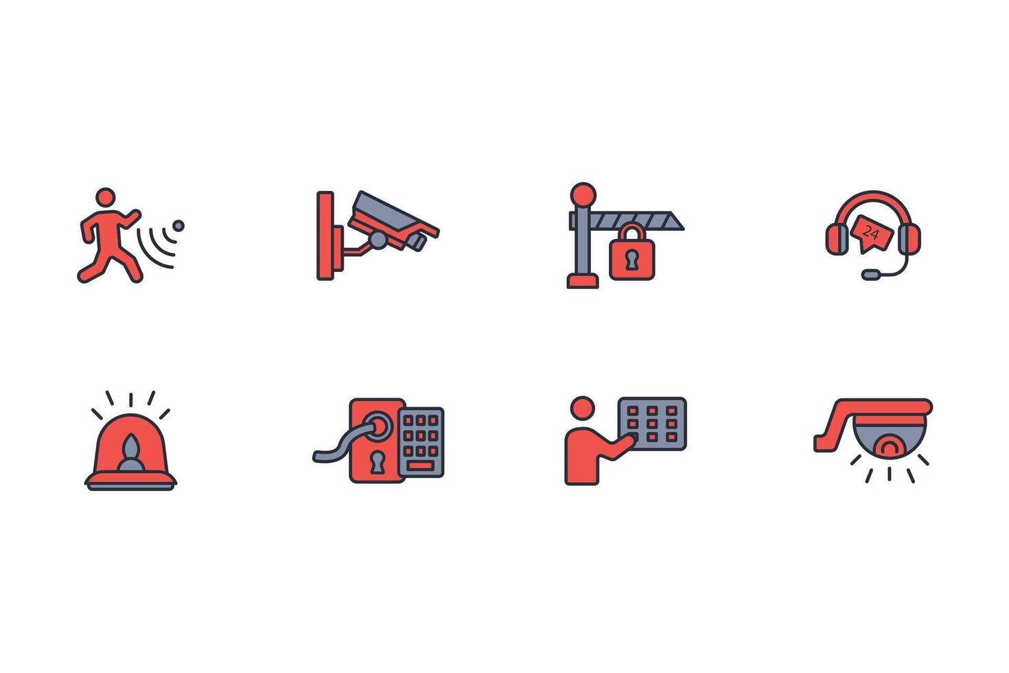 Home security icon set..Editable stroke.linear style sign for use web ...