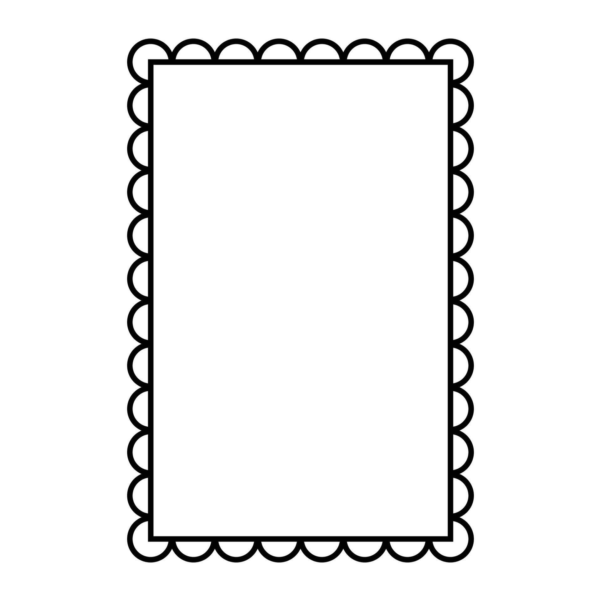 Black Outline Square Frame with Frills Edges Isolated on White. Zig Zag ...
