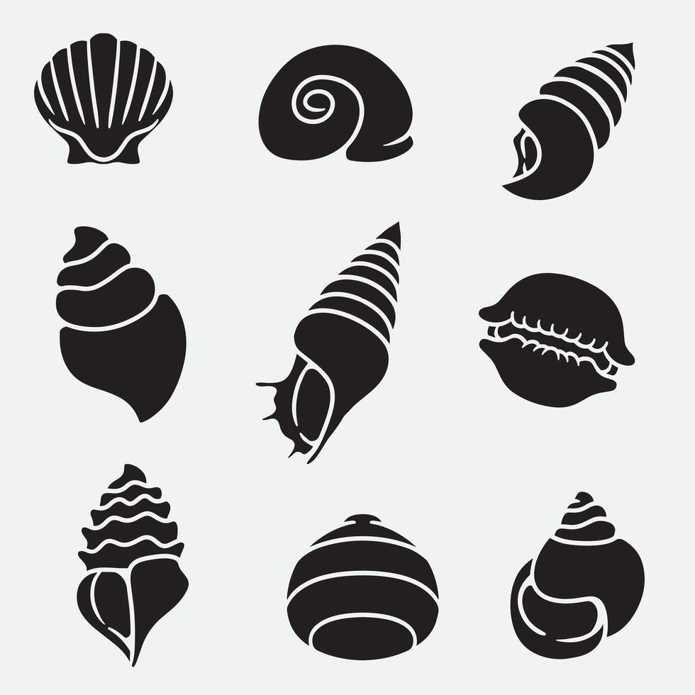 set of shell good for icons, symbols, logo, silhouette design, etc ...