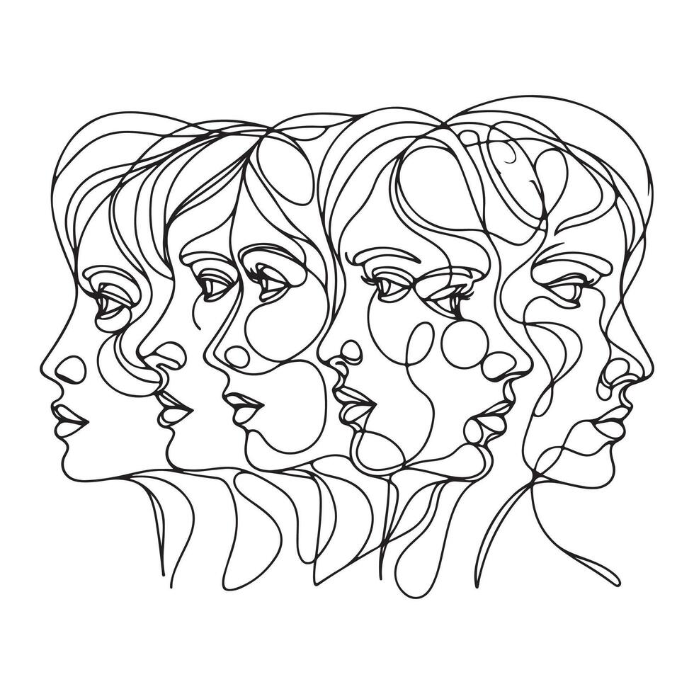 One Continuous Single Drawing Black Line Art Doodle Of Multiple