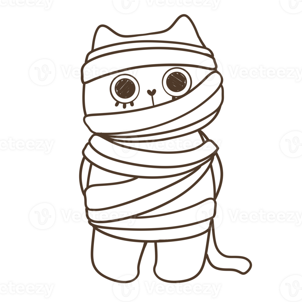Adorable Mummy Cat Doodle Illustration 53120393 PNG