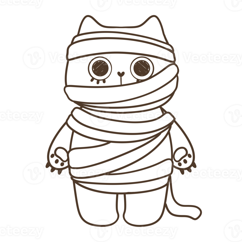 Mystical Mummy Cat Doodle Illustration 53120408 PNG
