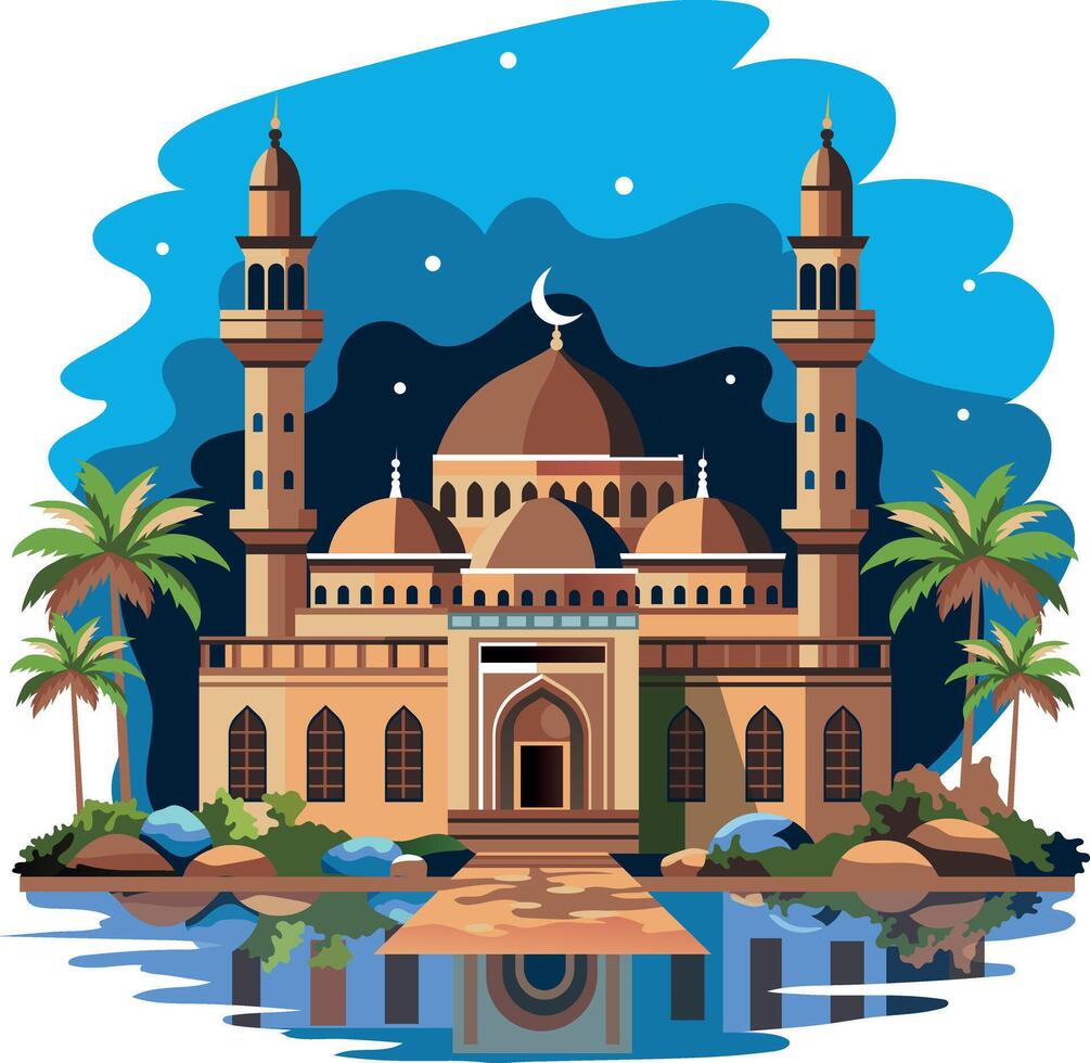 un plano ilustración de hermosa islámico masjid 53122674 Vector en Vecteezy