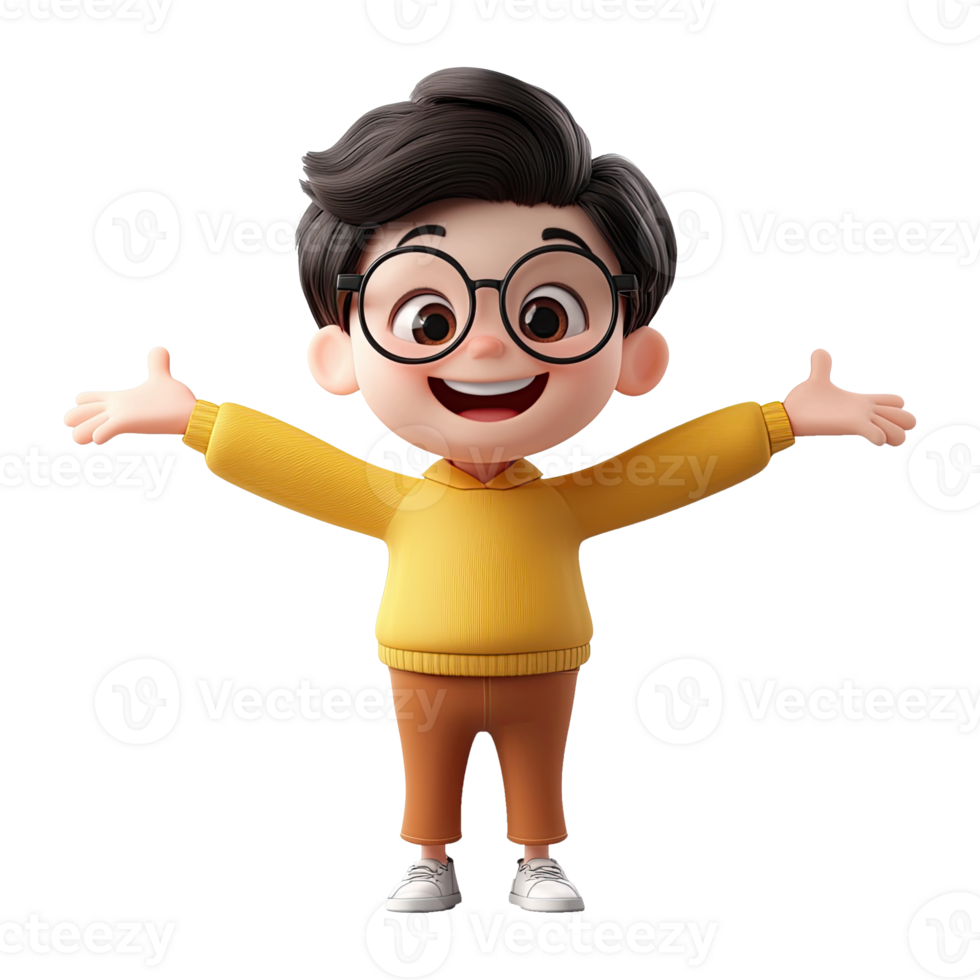 3D happy cartoon boy 53125880 PNG