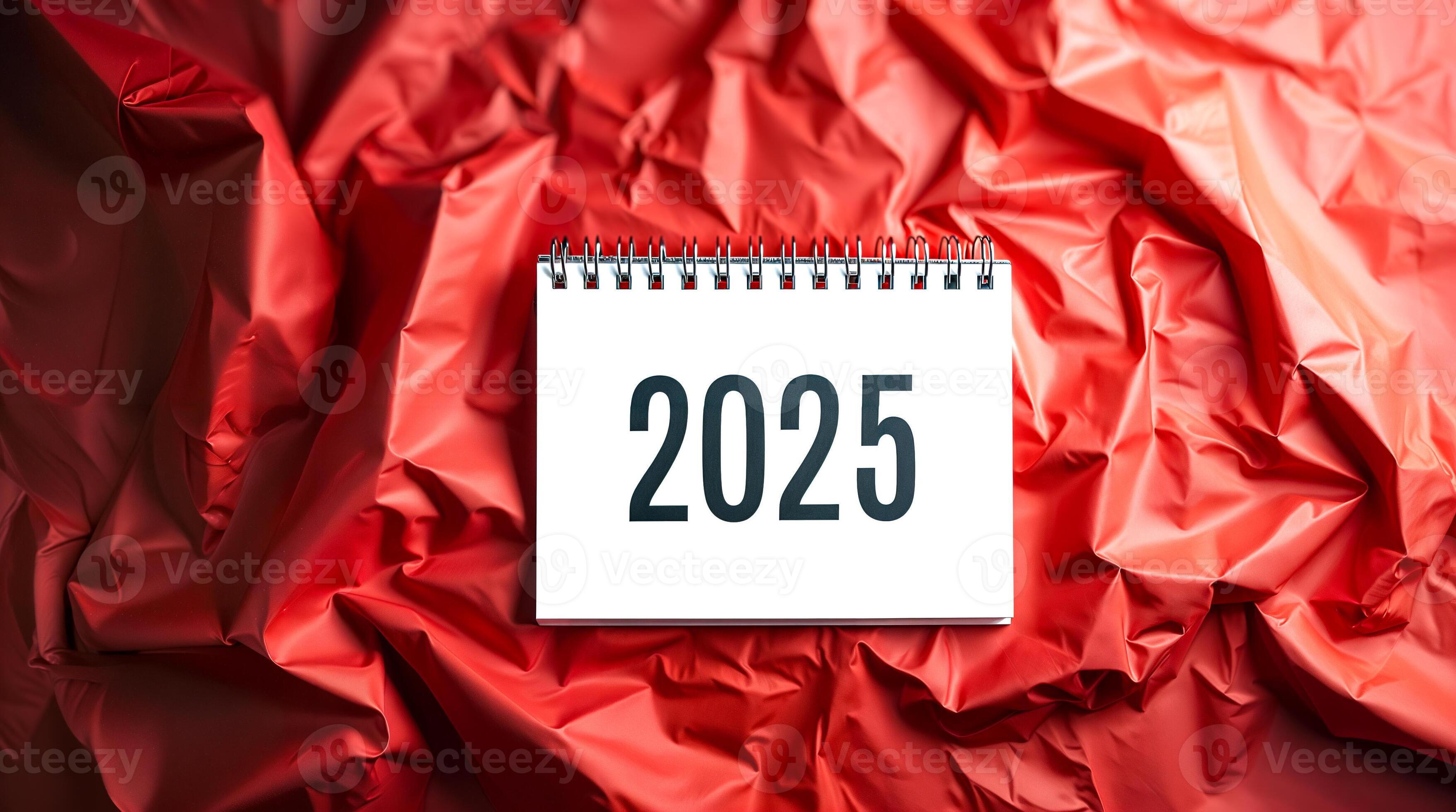 2025 a new year calendar on red fabric 53129348 Stock Photo at Vecteezy