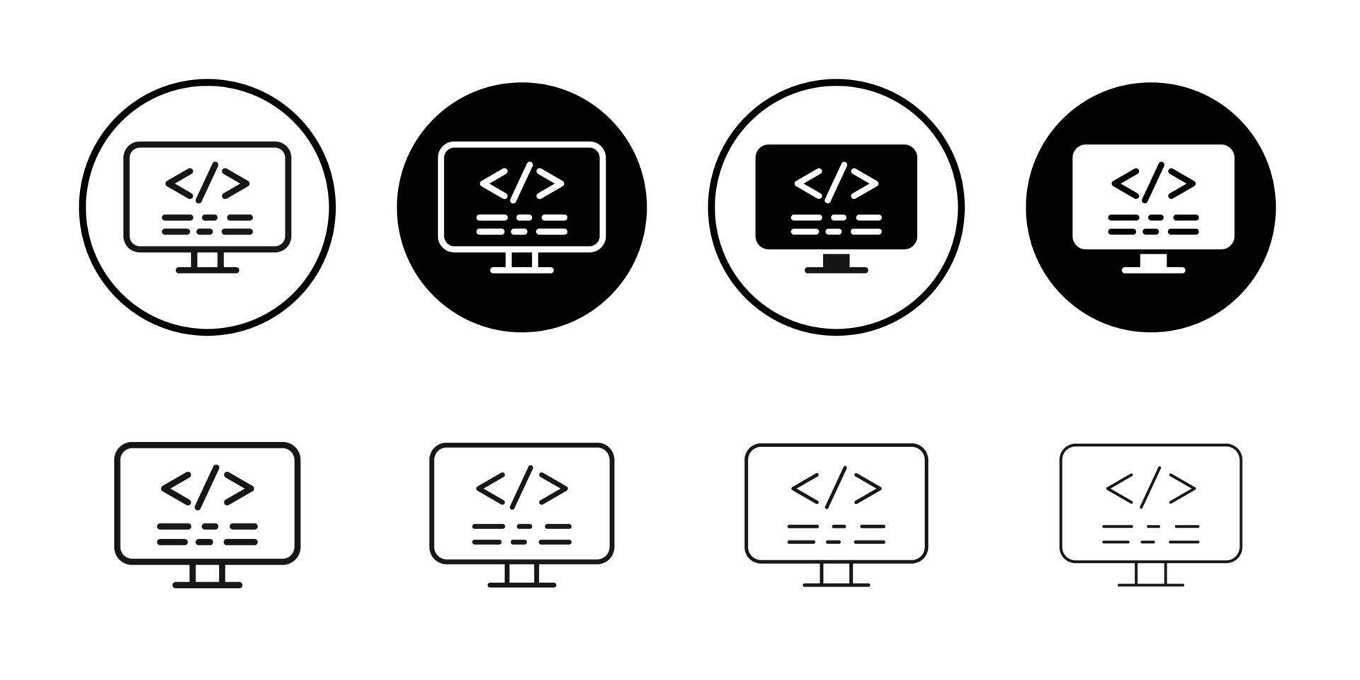 Display code icon Black and white outline 53141912 Vector Art at Vecteezy