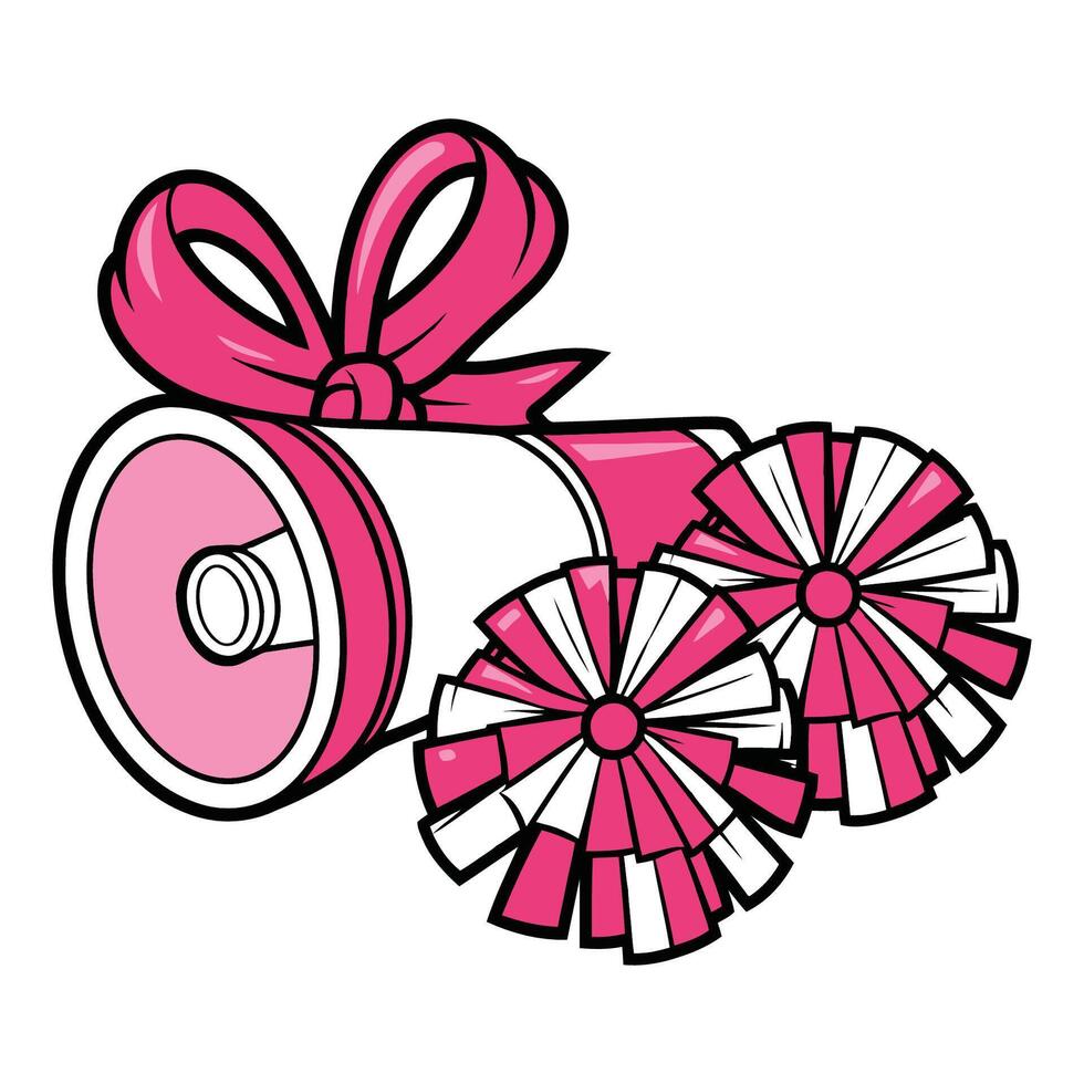 Pink Cheerleading Megaphone with Pom-Poms Illustration 53174665 Vector Art at Vecteezy