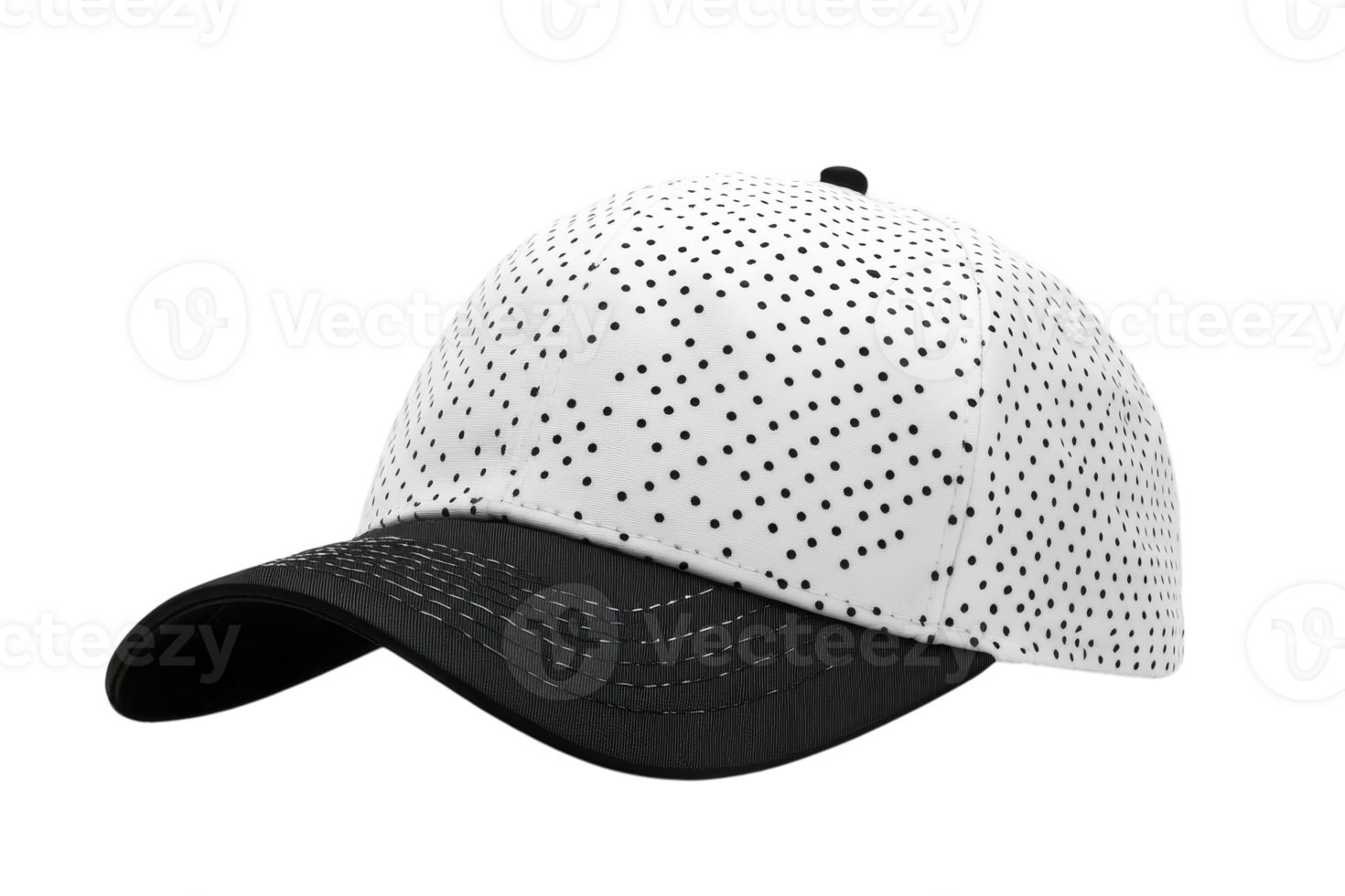 Stylish black and white perforated baseball cap designed for casual outdoor wear during sunny ...