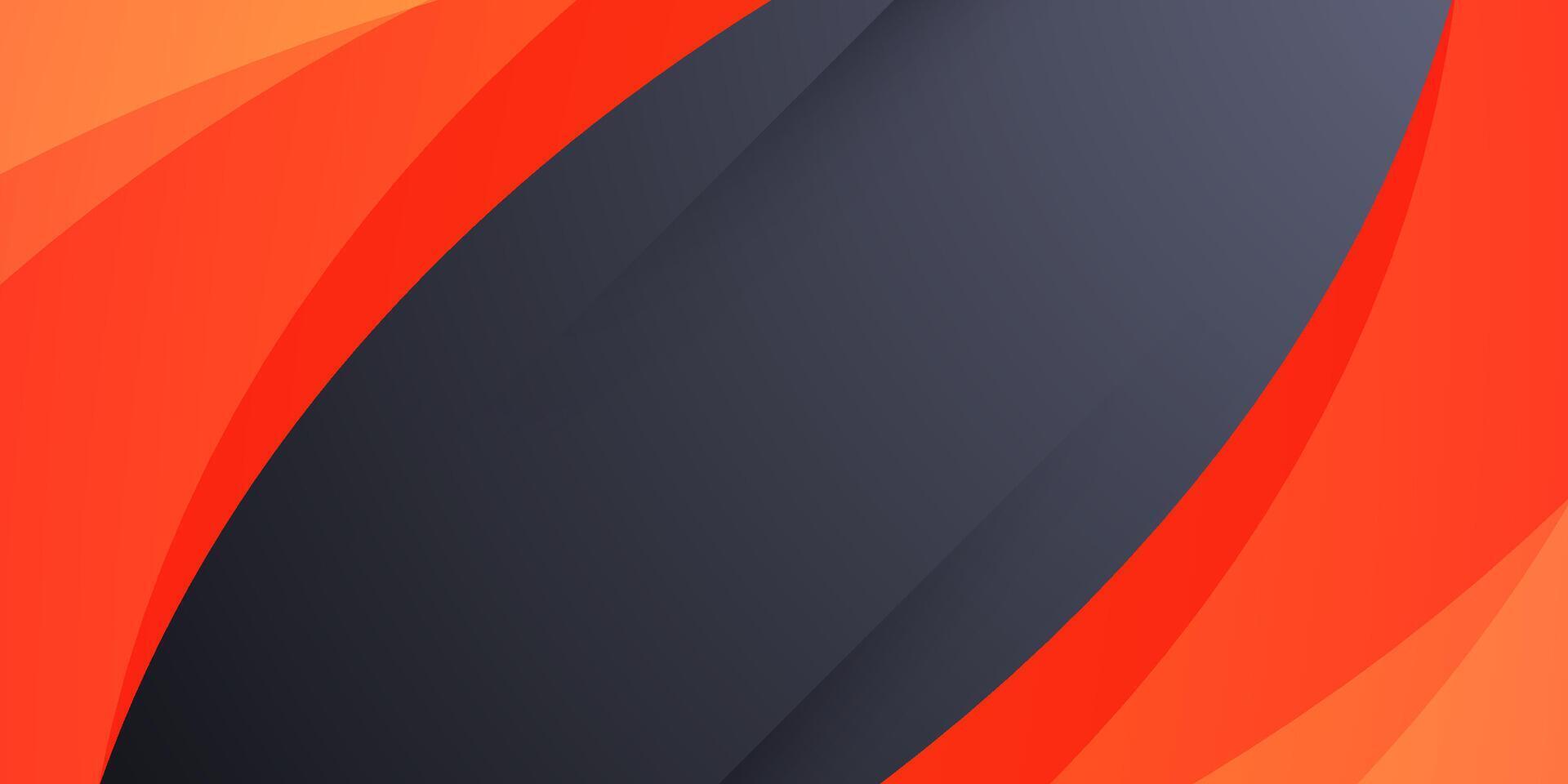 Abstract dark gray and orange overlap background. Curve shapes on dark color geometric design ...