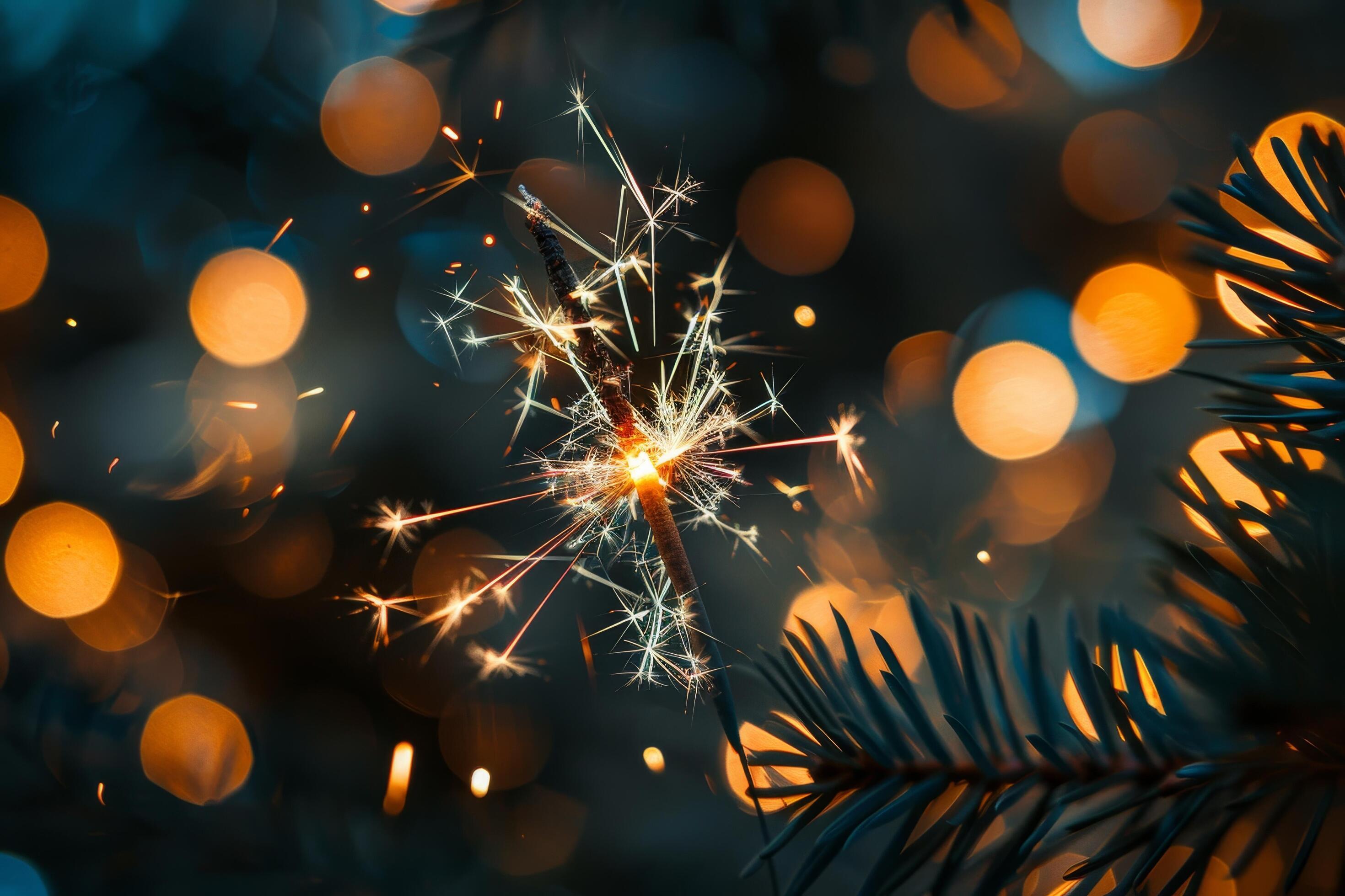 Sparkling holiday magic with a festive sparkler and twinkling lights 53187826 Stock Photo at ...