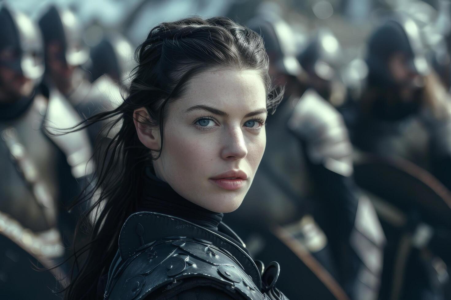 Confident female warrior in medieval armor looking back 53188941 Stock ...