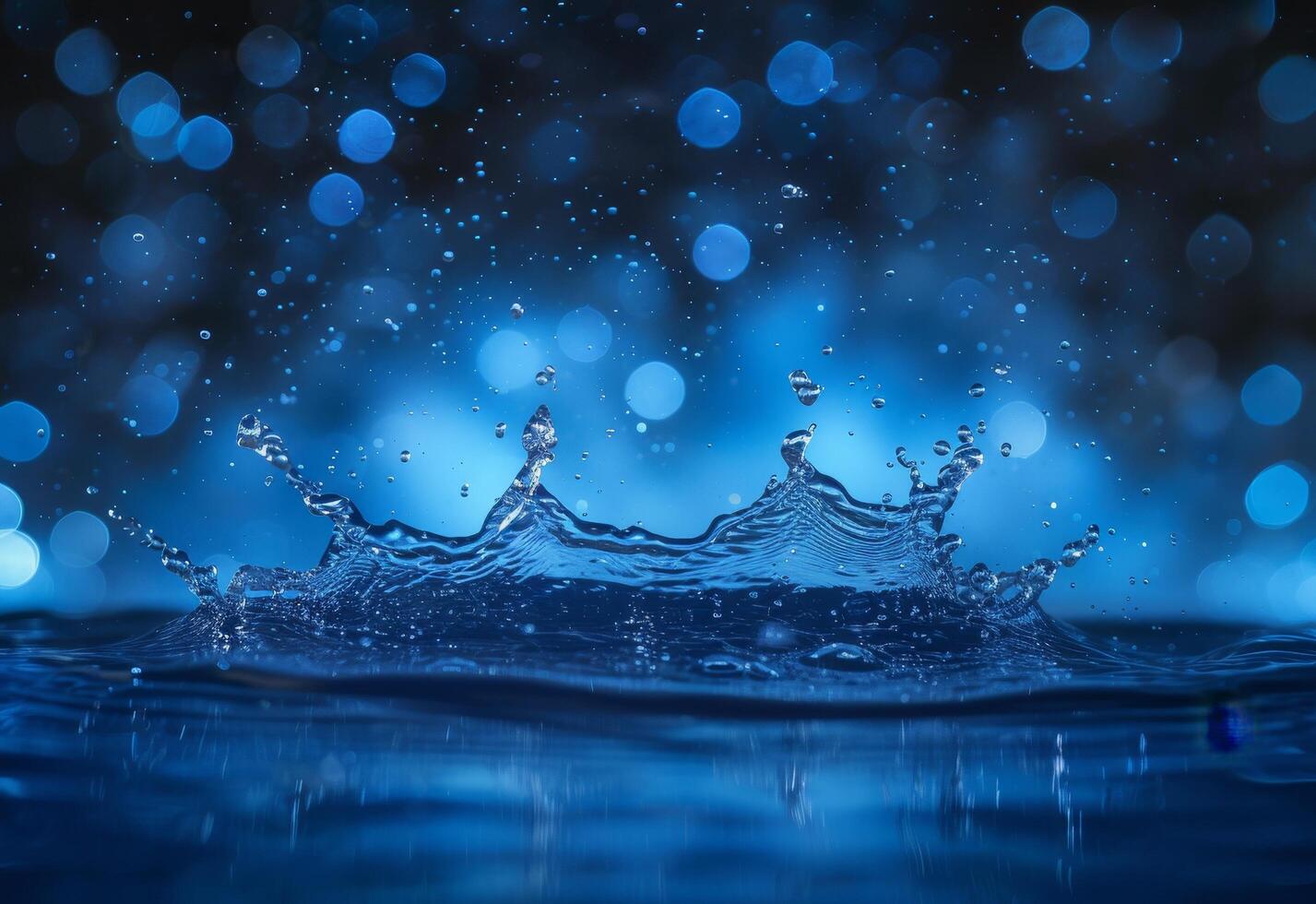 Elegant water splash on a blue bokeh background 53189269 Stock Photo at Vecteezy