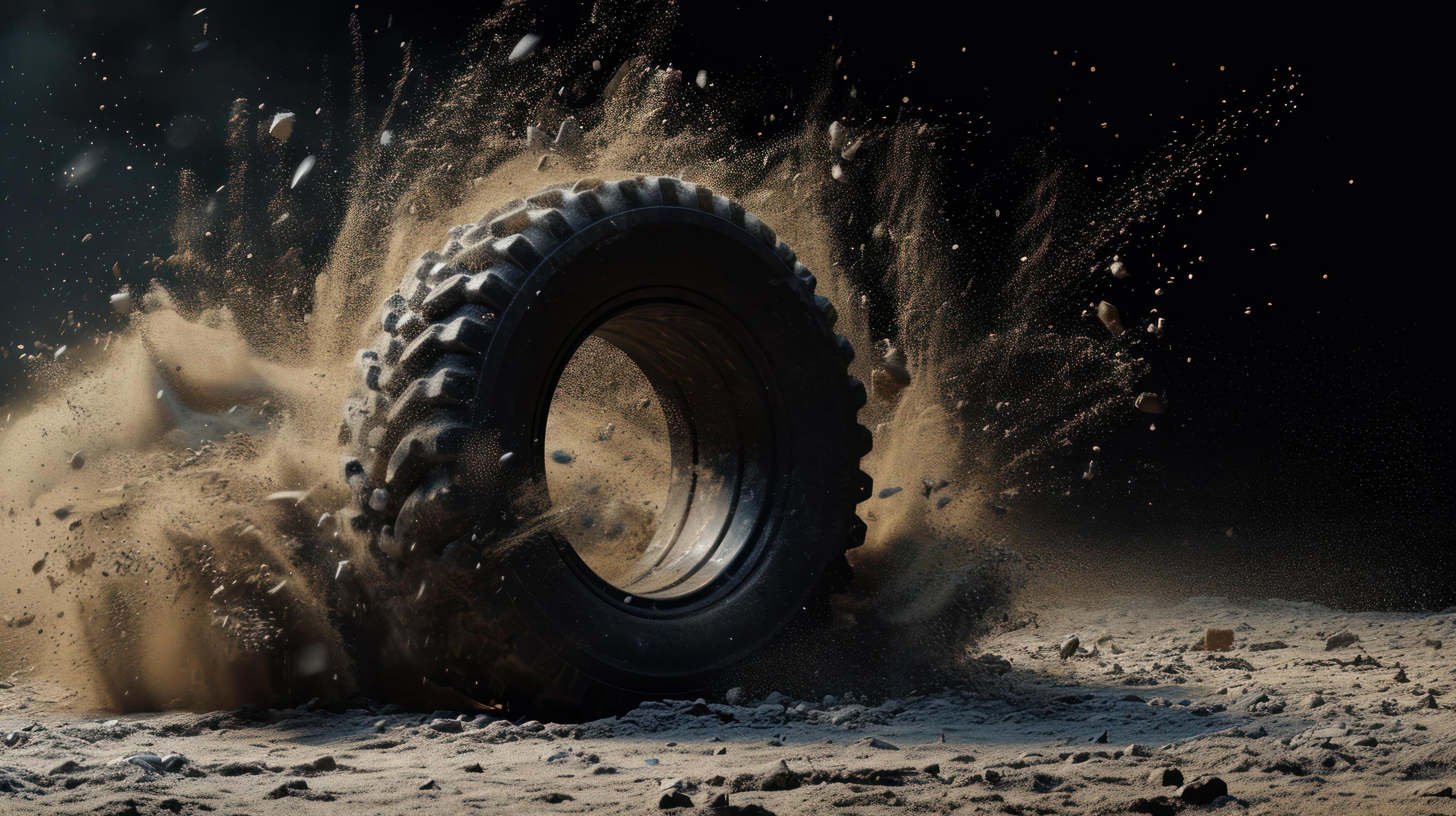 a tire in the sand 53193244 Stock Photo at Vecteezy