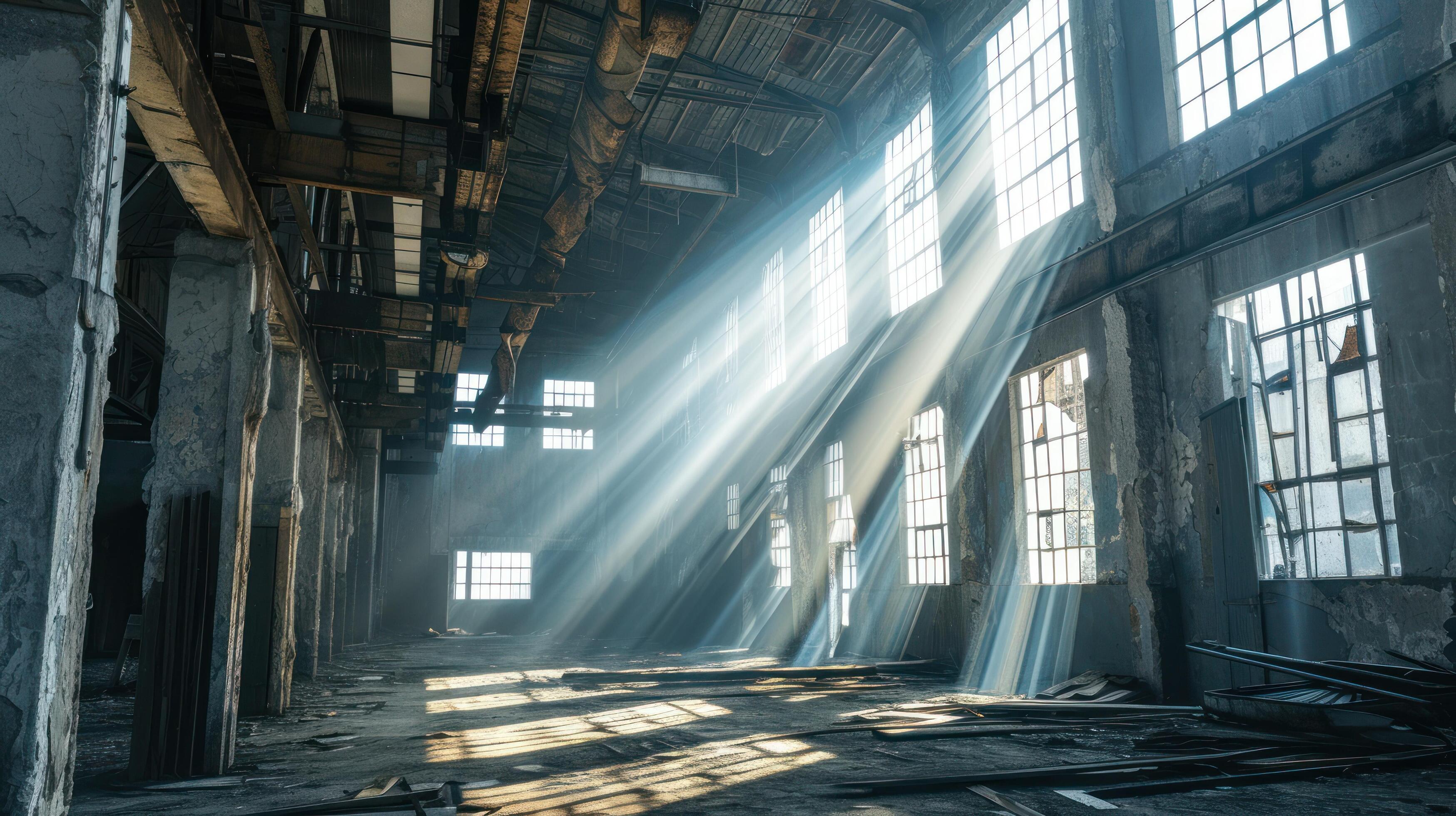 sunlight shining through windows in an old building 53194017 Stock Photo at Vecteezy
