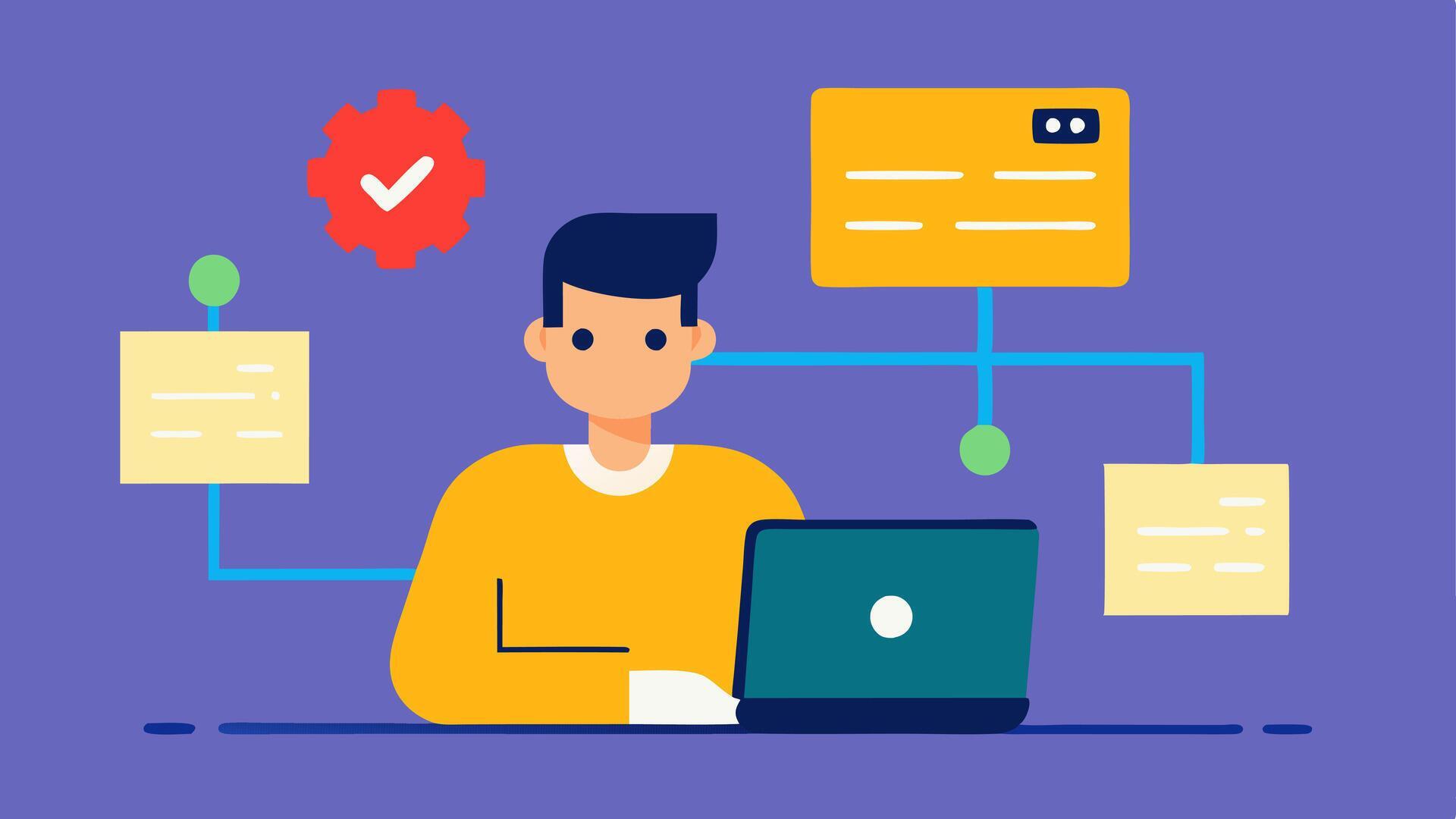 Version Control A developer using version control software on a ...