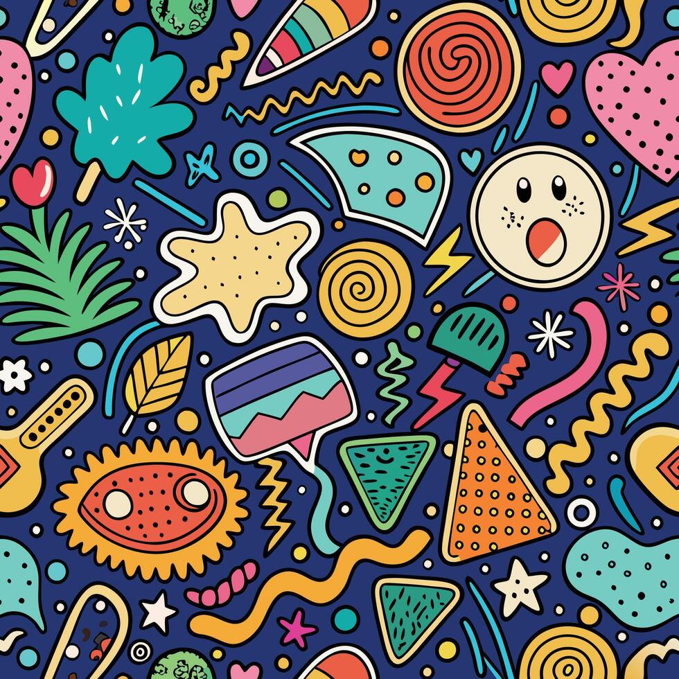 seamless pattern with colorful objects and symbols 53232124 Vector Art ...