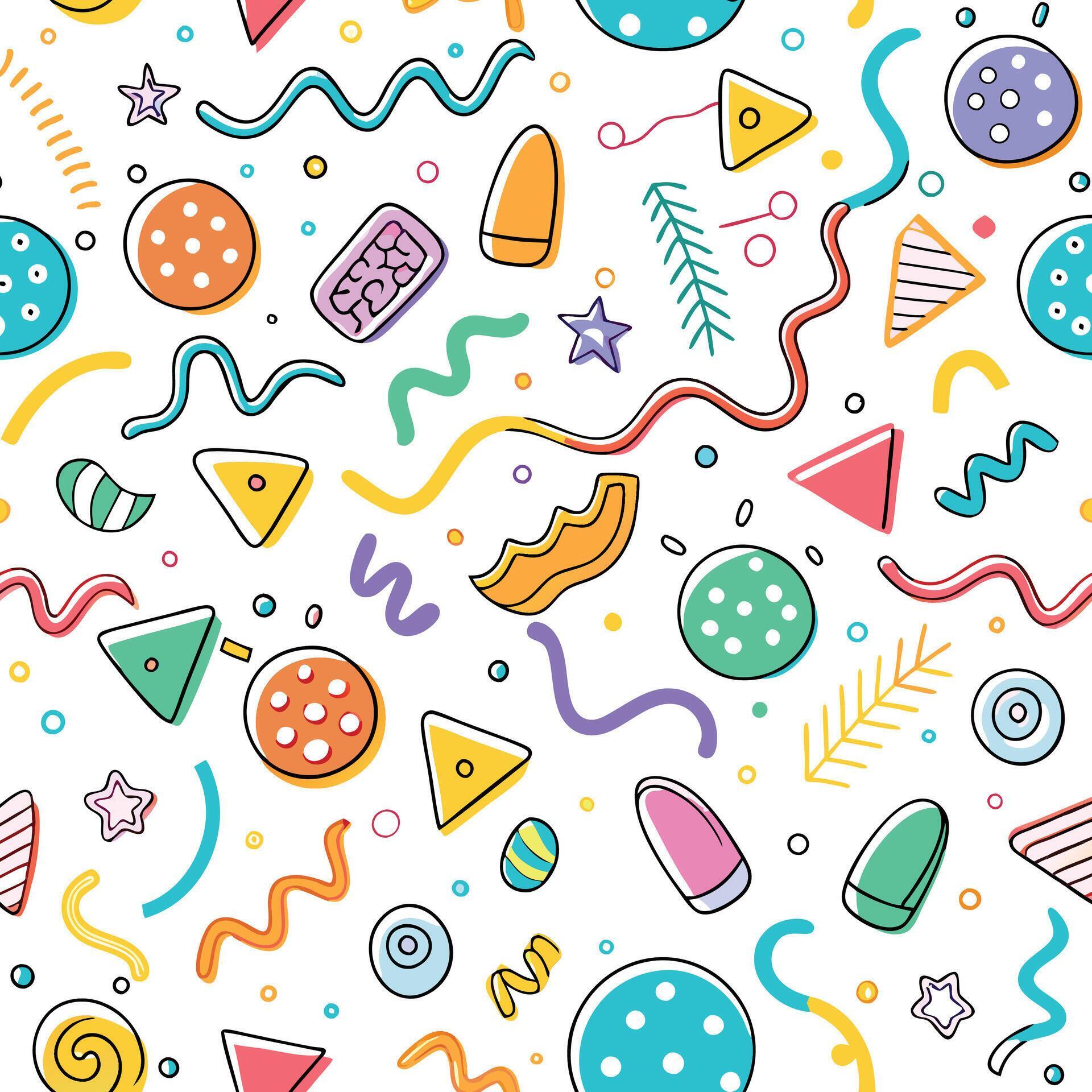 seamless pattern with colorful objects and shapes 53232264 Vector Art ...