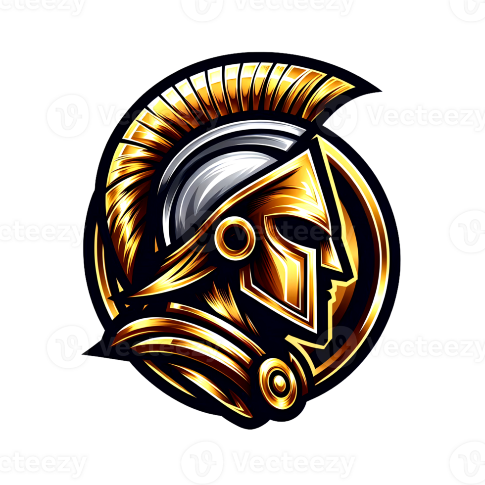 Elegant Spartan helmet logo in metallic gold and silver 53236171 PNG