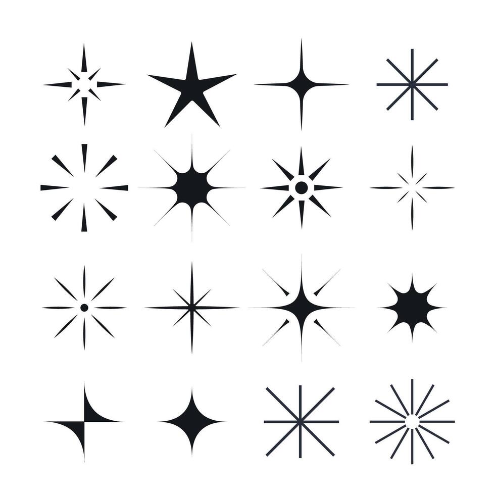 Collection of modern, minimalist star and sparkle elements on white background. 53240291 Vector ...