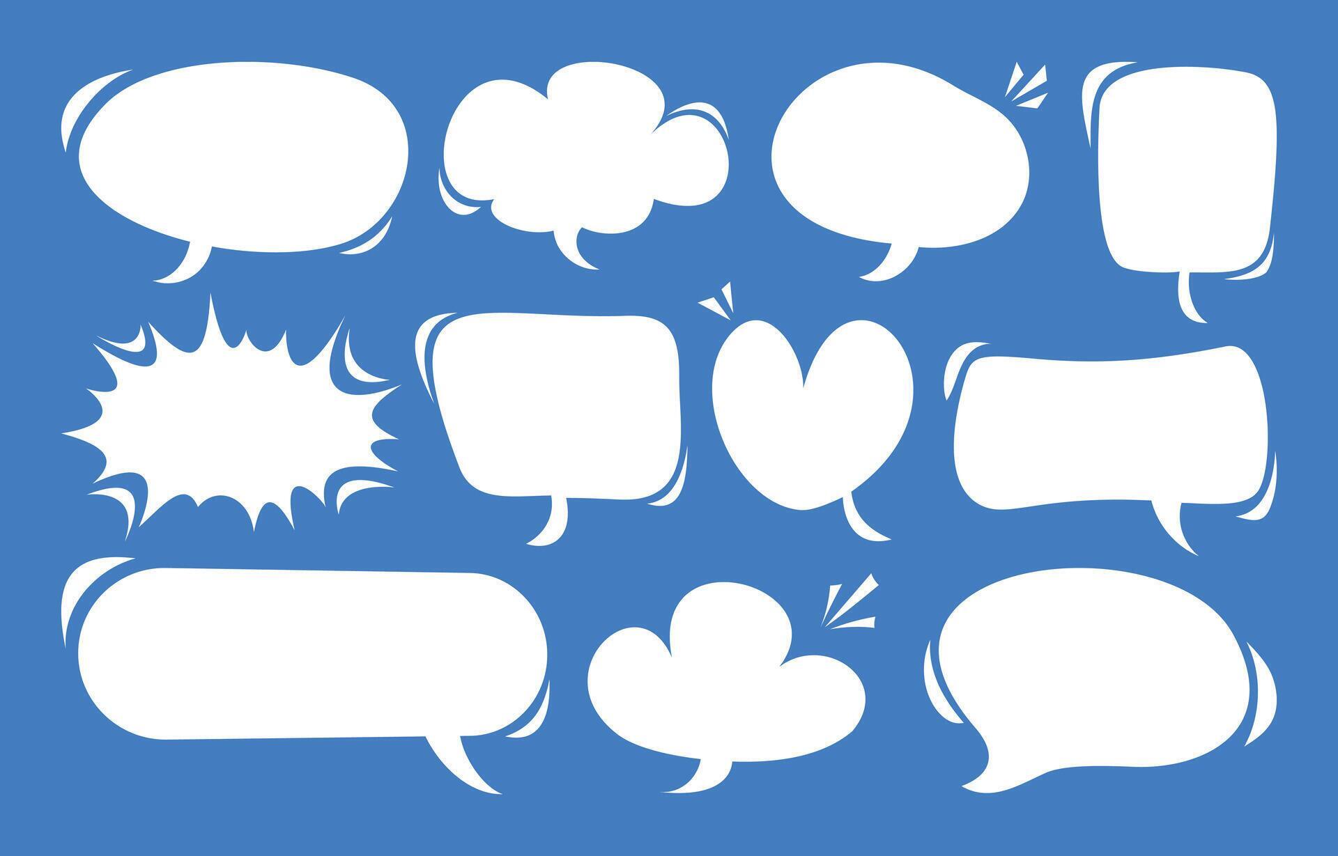 Set Of Unique Comic Speech Bubbles Blank Empty Speak Bubble Text