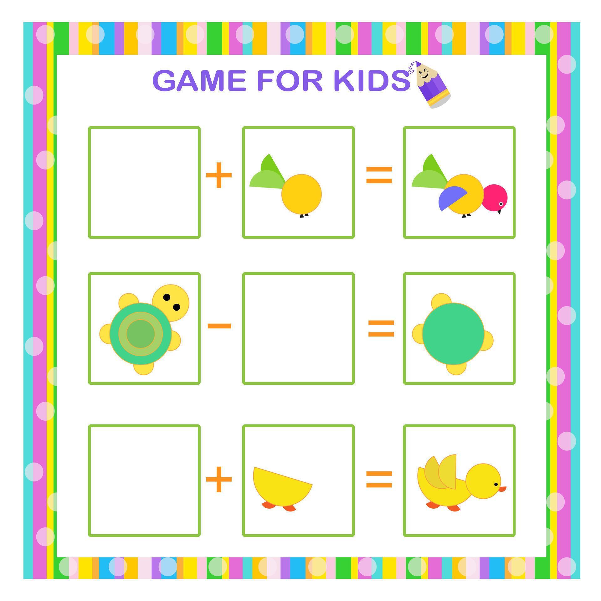 Educational game for kids. Find and draw the missing parts. Children ...