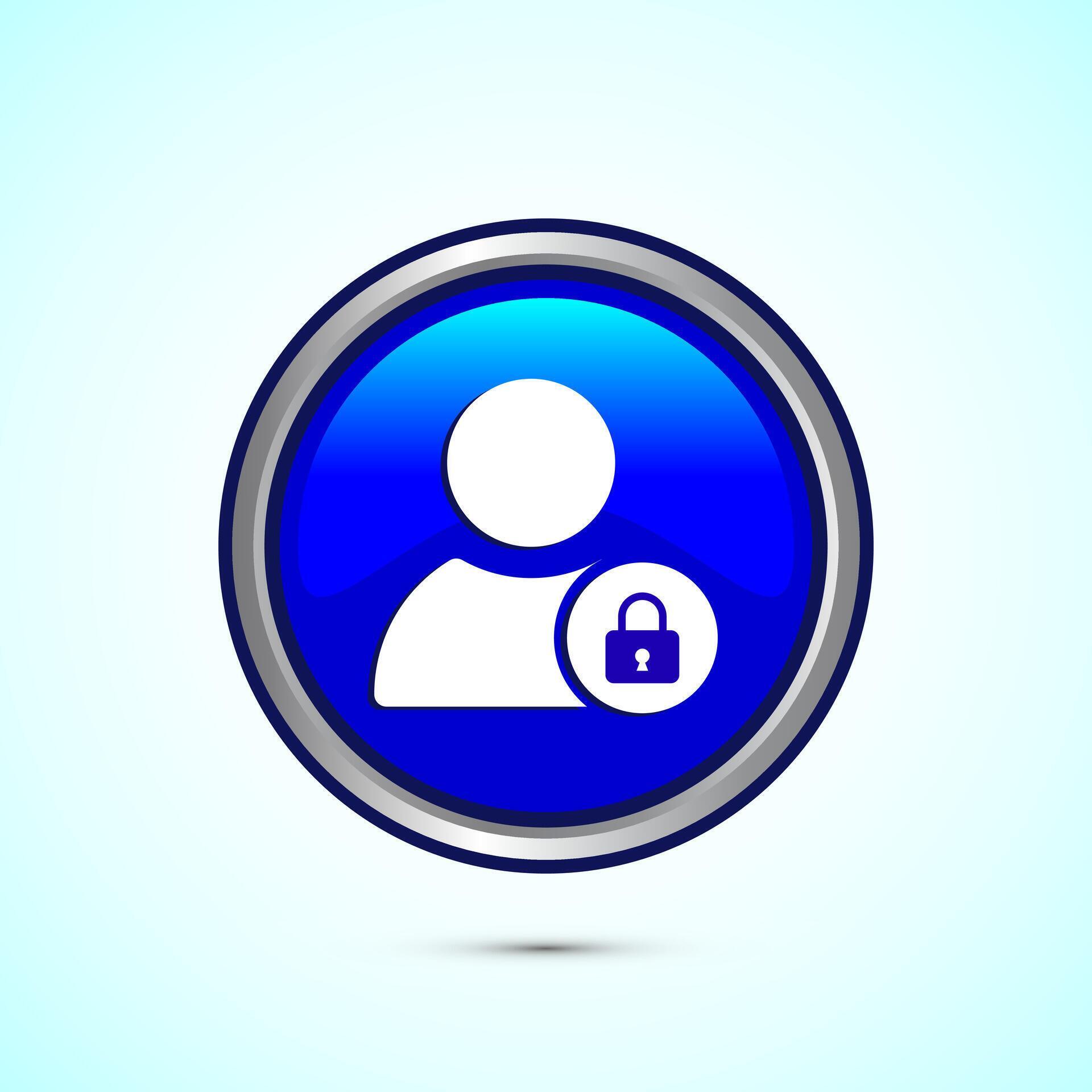 User profile login icon design illustration. Access authentication icon. Blue Color Round Button ...