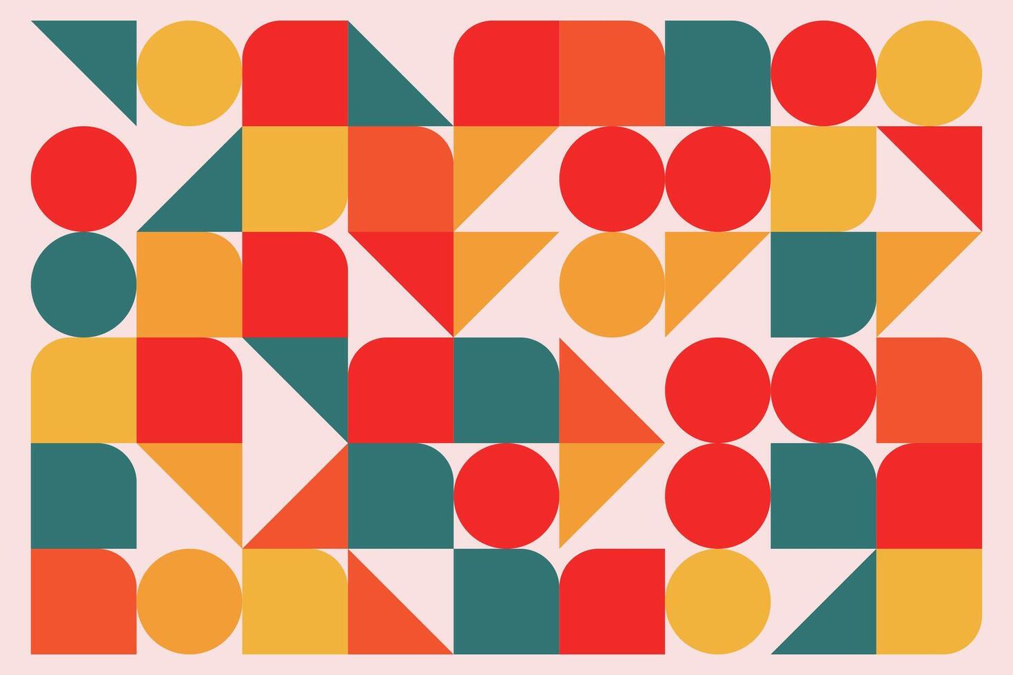Colorful Bauhaus Geometric Pattern with Circles and Triangles 53255197 Vector Art at Vecteezy