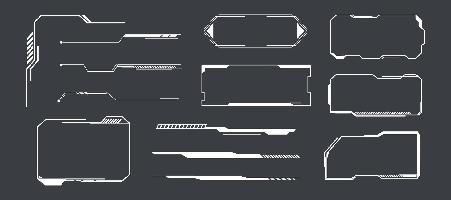 Futuristic HUD frames, borders text box game menu ui panel. Line tech ...