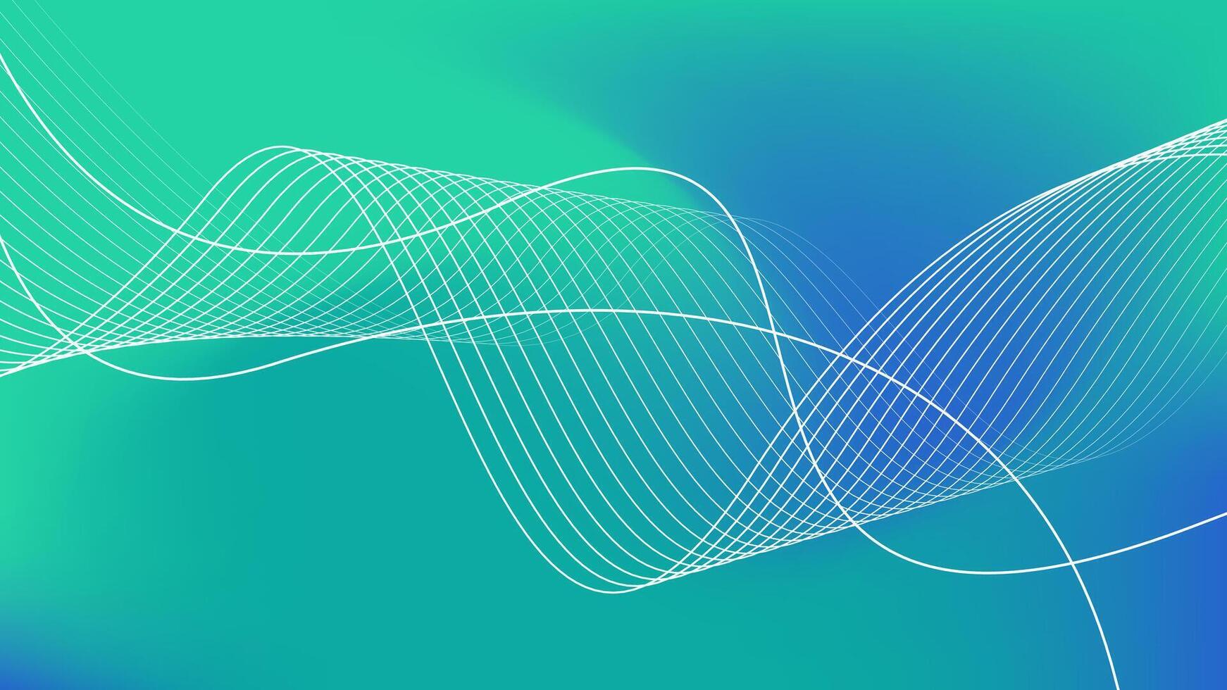 Abstract dynamic wave lines on blue green gradient background. future ...