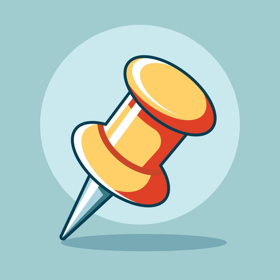 Push Pin Tool Cartoon Icon Illustration. office tool Icon Concept Isolated Premium . Flat ...