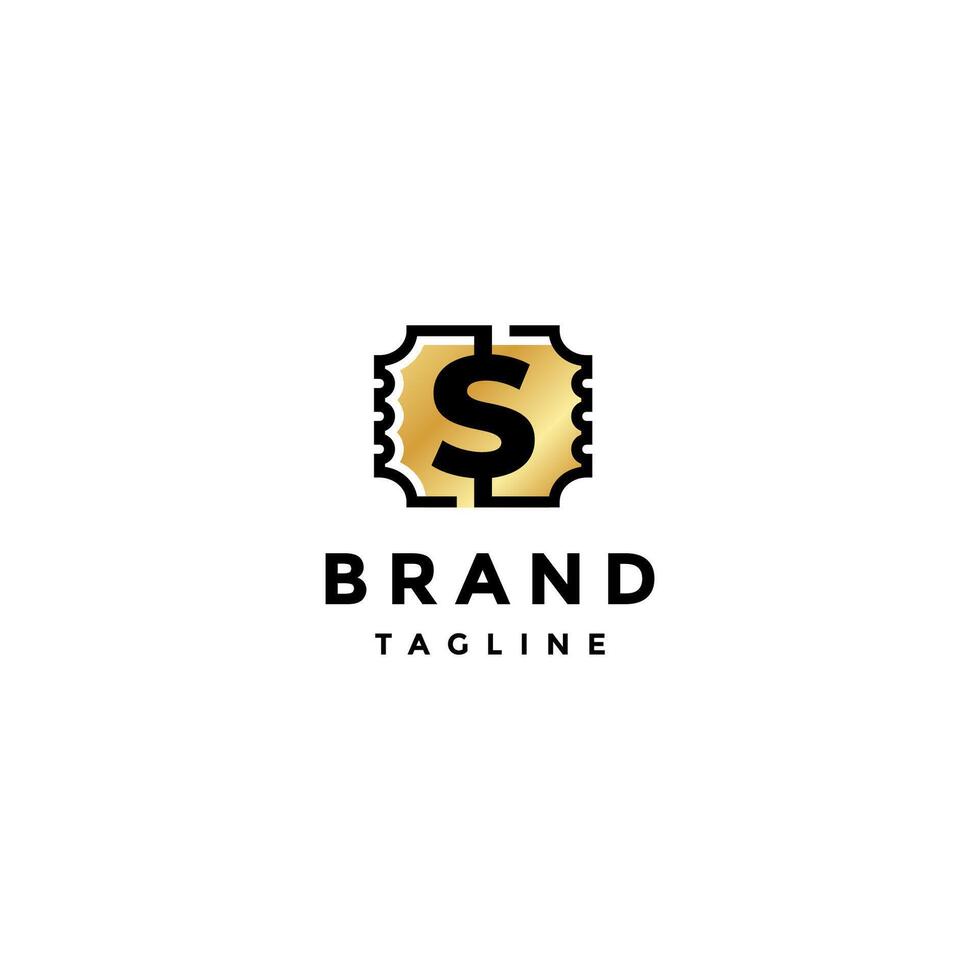Simple Golden Money Ticket Line Logo Design. Simple Ticket Logo with ... Simple Golden Money Ticket Line Logo Design. Simple Ticket Logo with ...