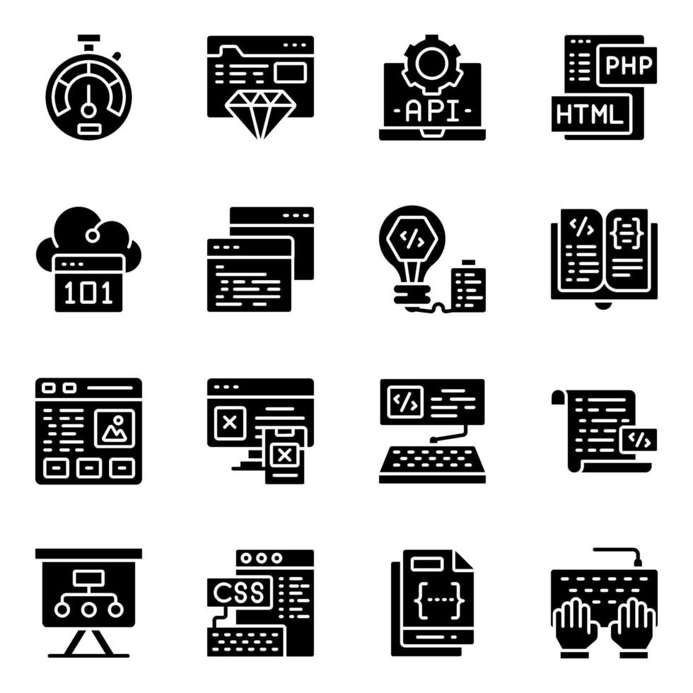 Set of Coding Solid Icons 53273191 Vector Art at Vecteezy