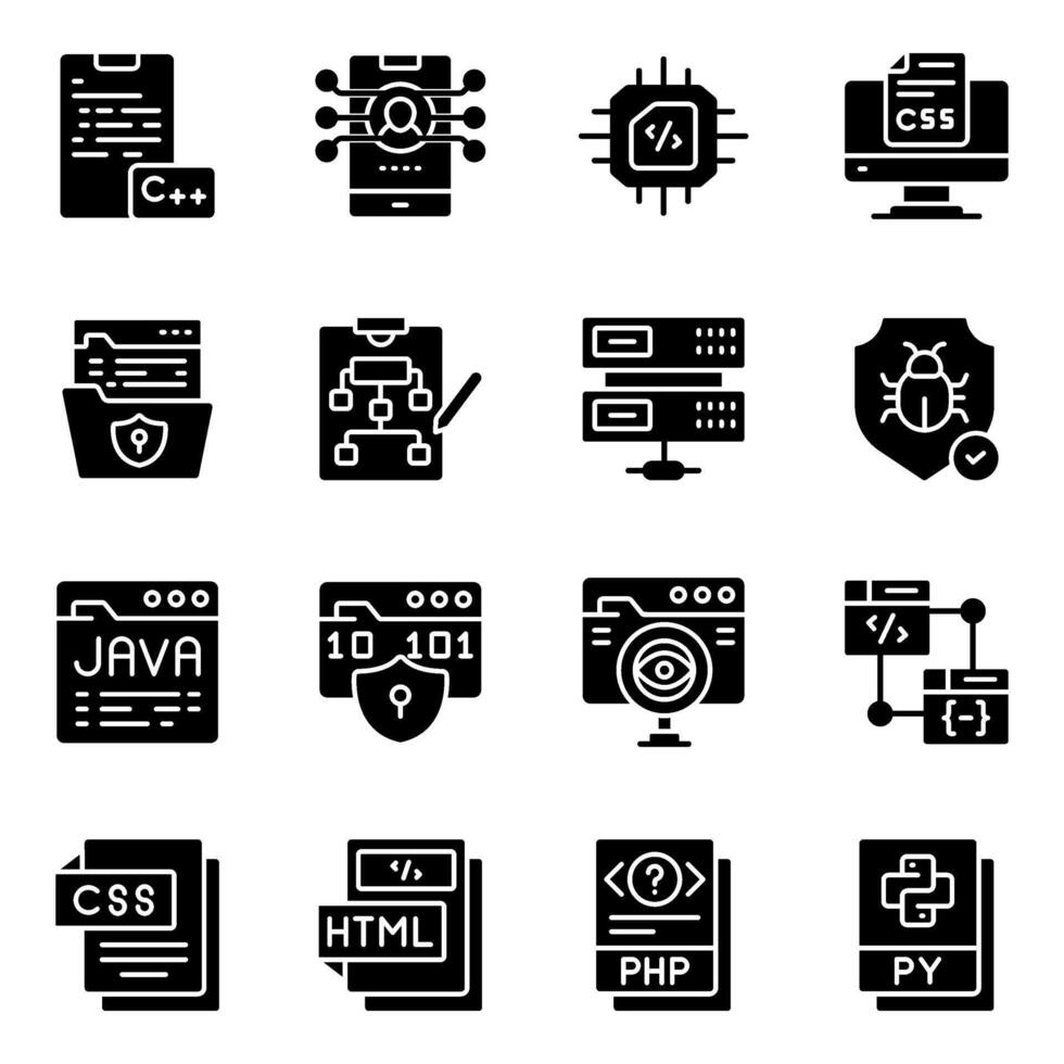 Set of Programming and Development Solid Icons 53273199 Vector Art at ...