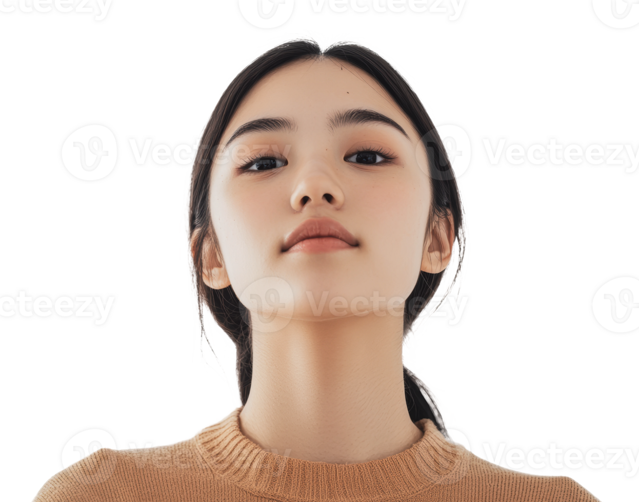 Confident young woman on neutral backdrop 53287988 PNG