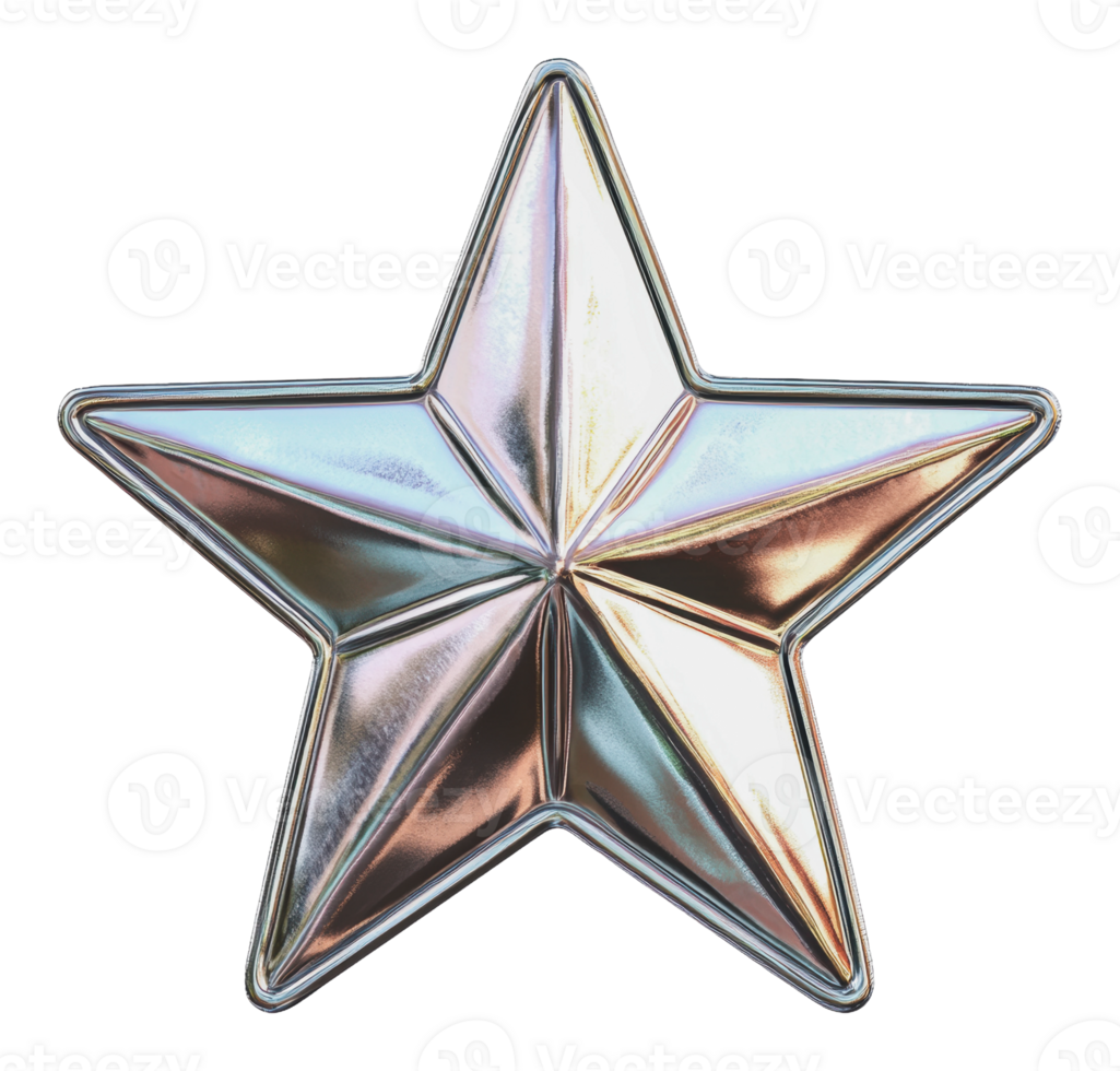 Shiny metallic star decoration on white background 53289946 PNG