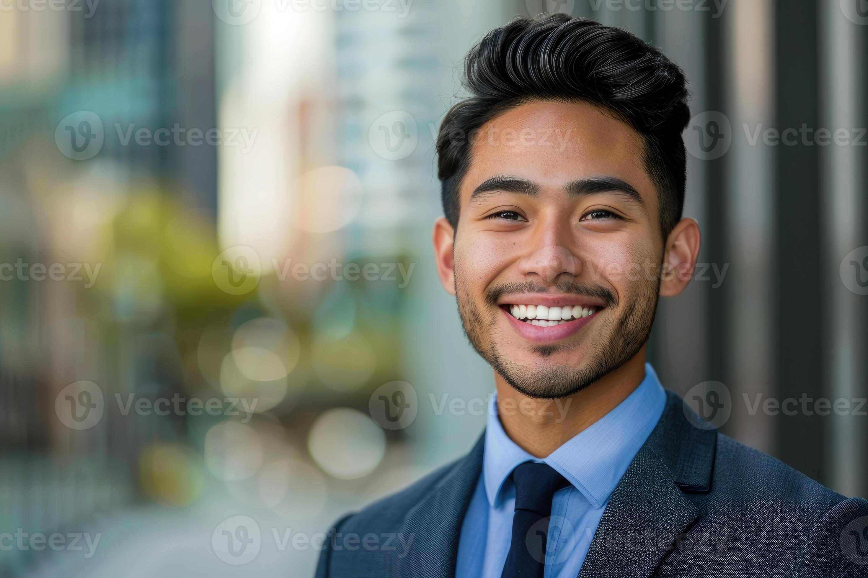 Happy Smiling Businessman Portrait Corporate Success City Background ...