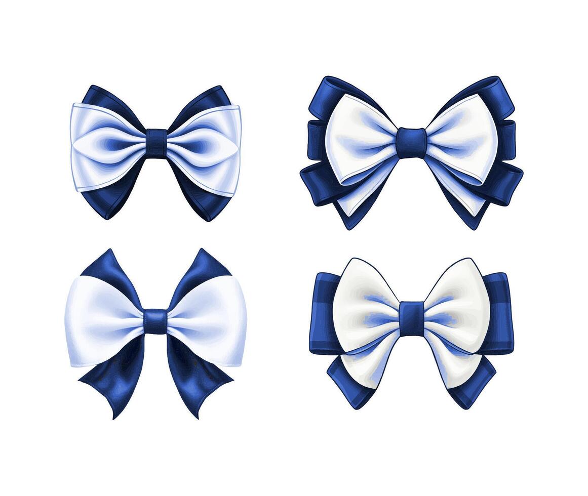 a set of dark blue and white bow ties 53304471 Vector Art at Vecteezy