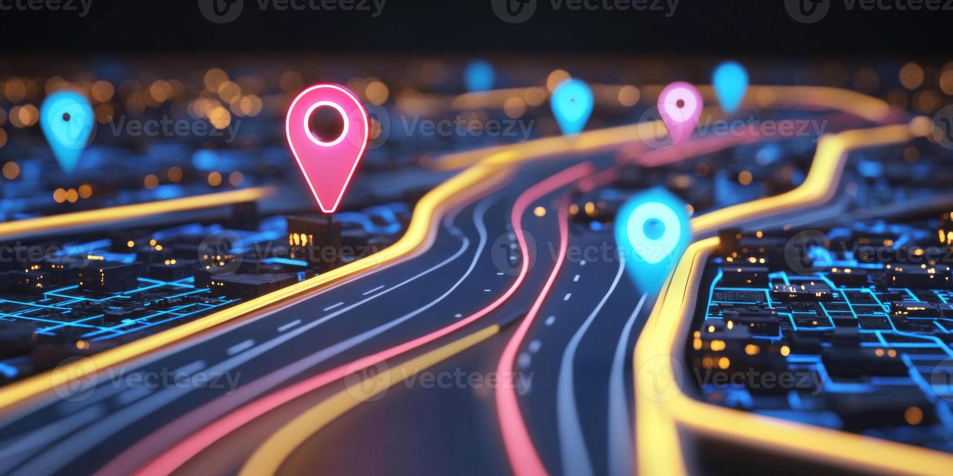 Futuristic GPS Navigation Map Digital Highway Location Pins Route ... Futuristic GPS Navigation Map Digital Highway Location Pins Route ...