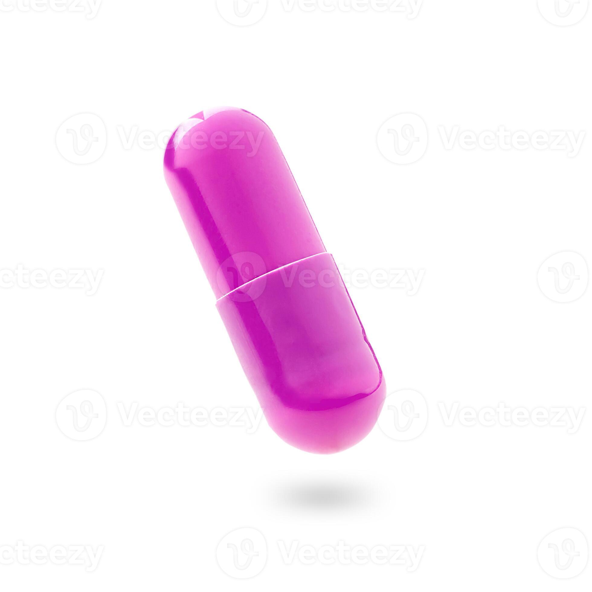 Pink Gel capsule, food supplement. Pink medicine capsule on white background. capsule drug ...