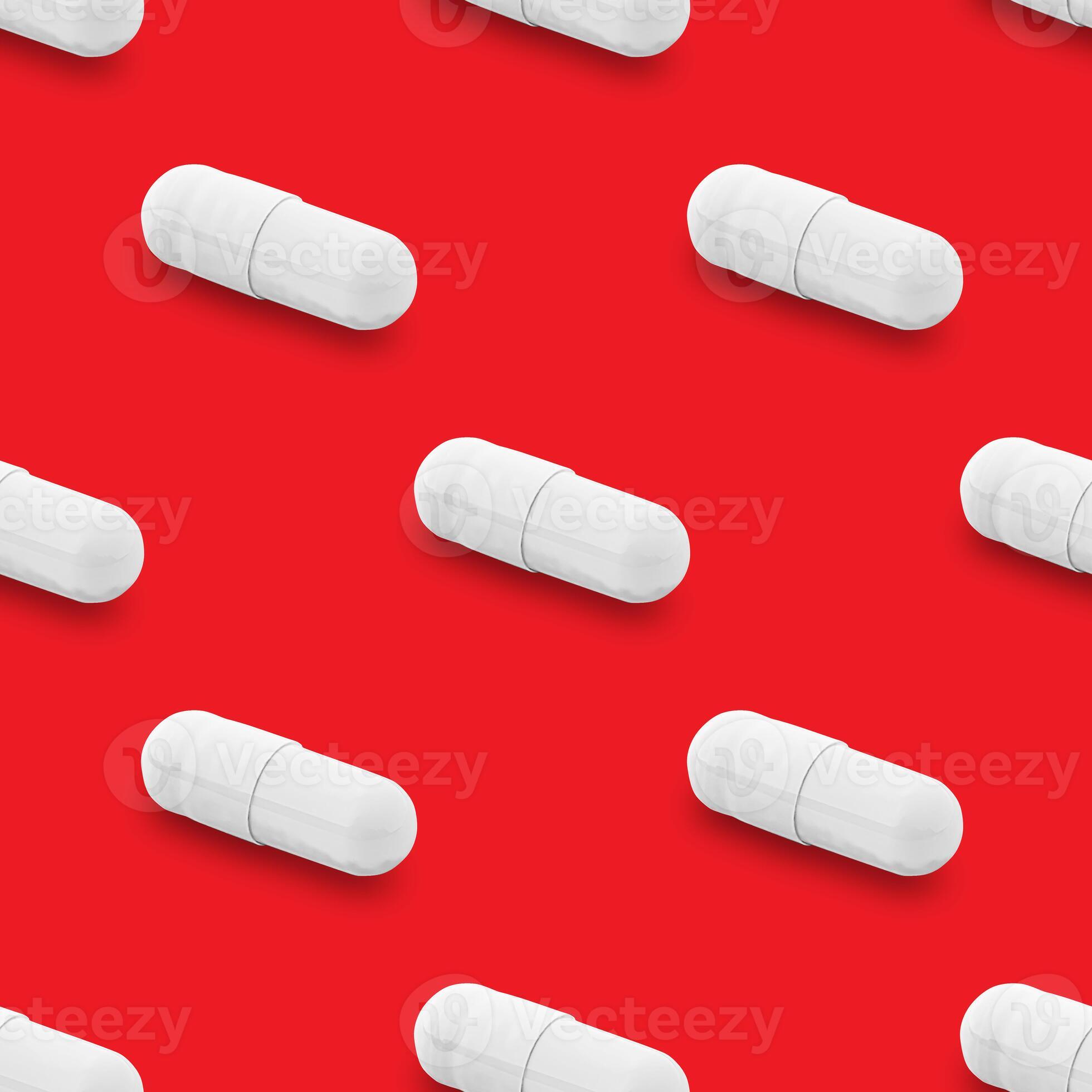 Gel capsule seamless pattern. White capsule shaped medicine. pharmacy concept. food supplement ...