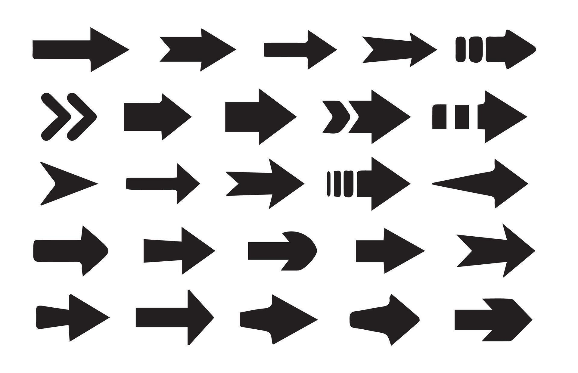 Black arrows collection. Arrow. Cursor. Arrow icon. Modern simple arrows. Collection different ...