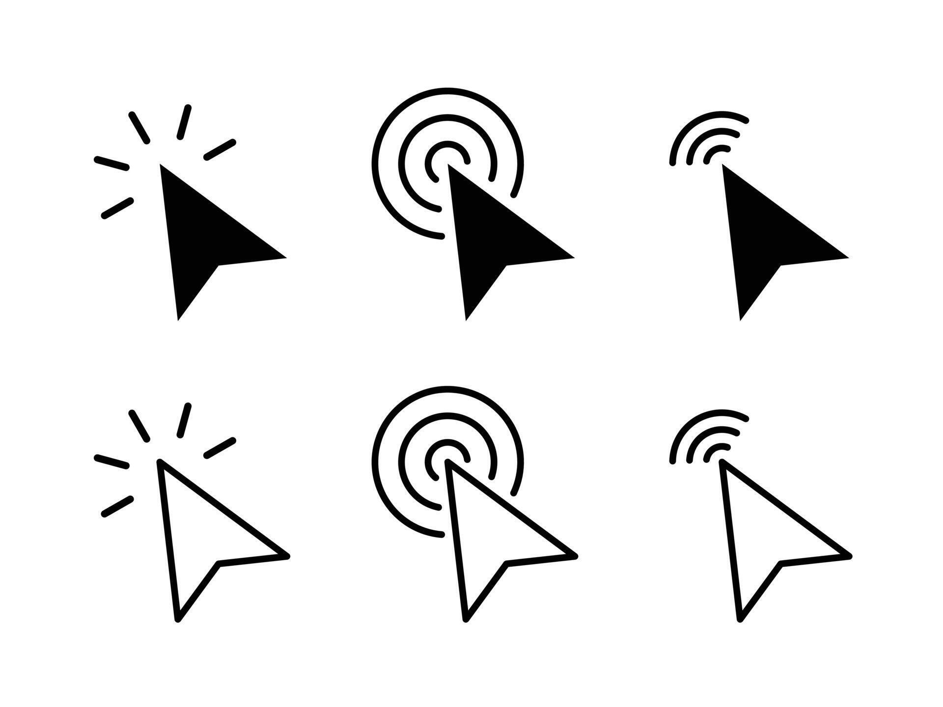 Click icon set. pointer arrow icon. pointing hand clicks icons. cursor icon . Pointer cursor ...