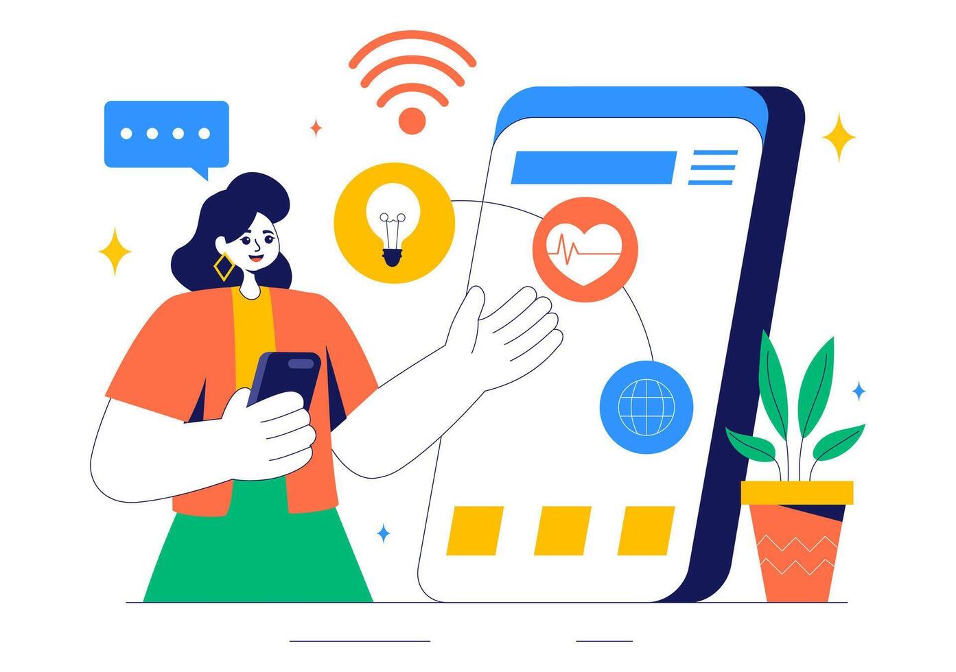 Smart Technology Devices Illustration Connected to a Digital Network ...