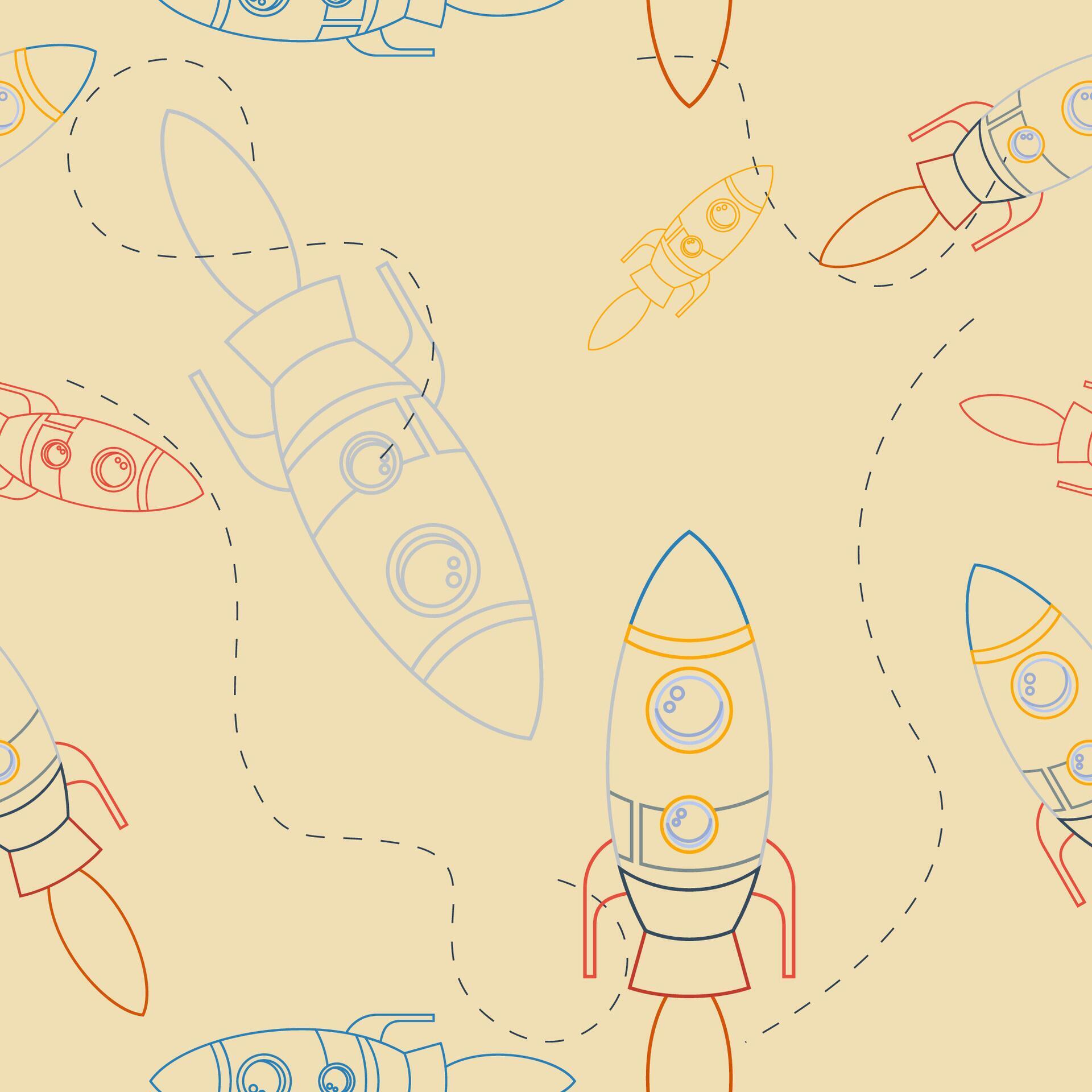 Editable Outline Style Rocket on Space Vectorized Illustration in ...