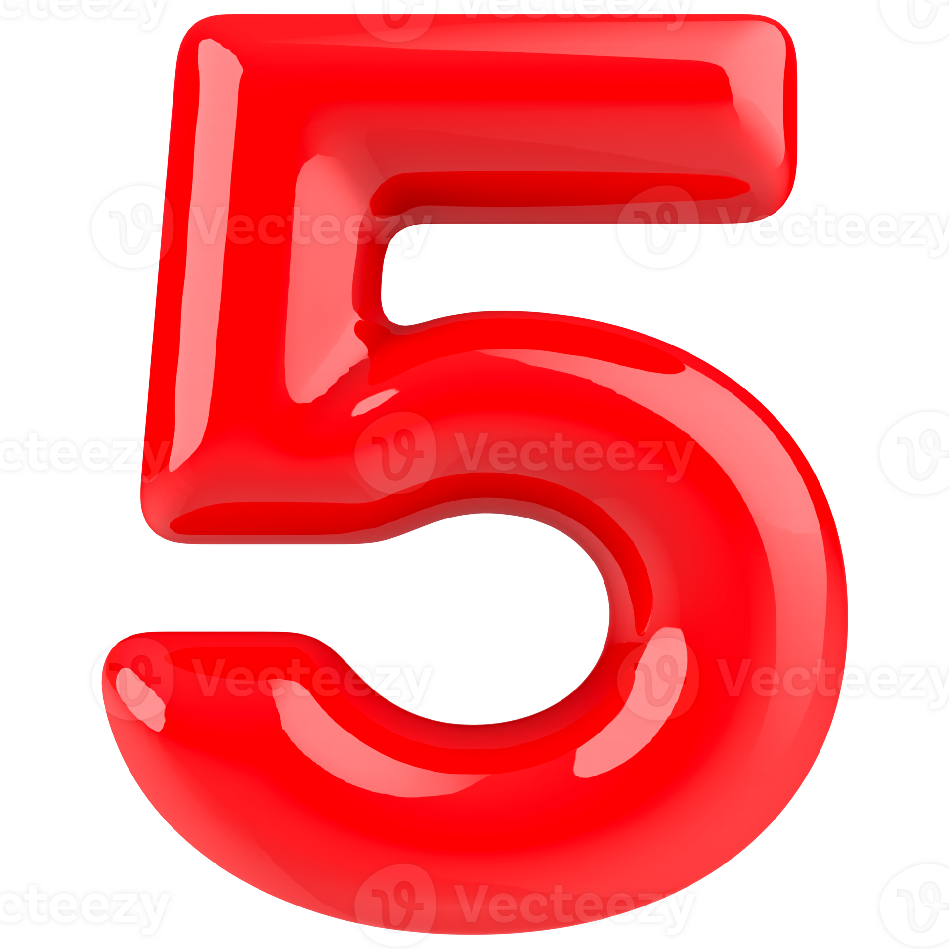 Number 5 Red 3D Render 53337773 PNG