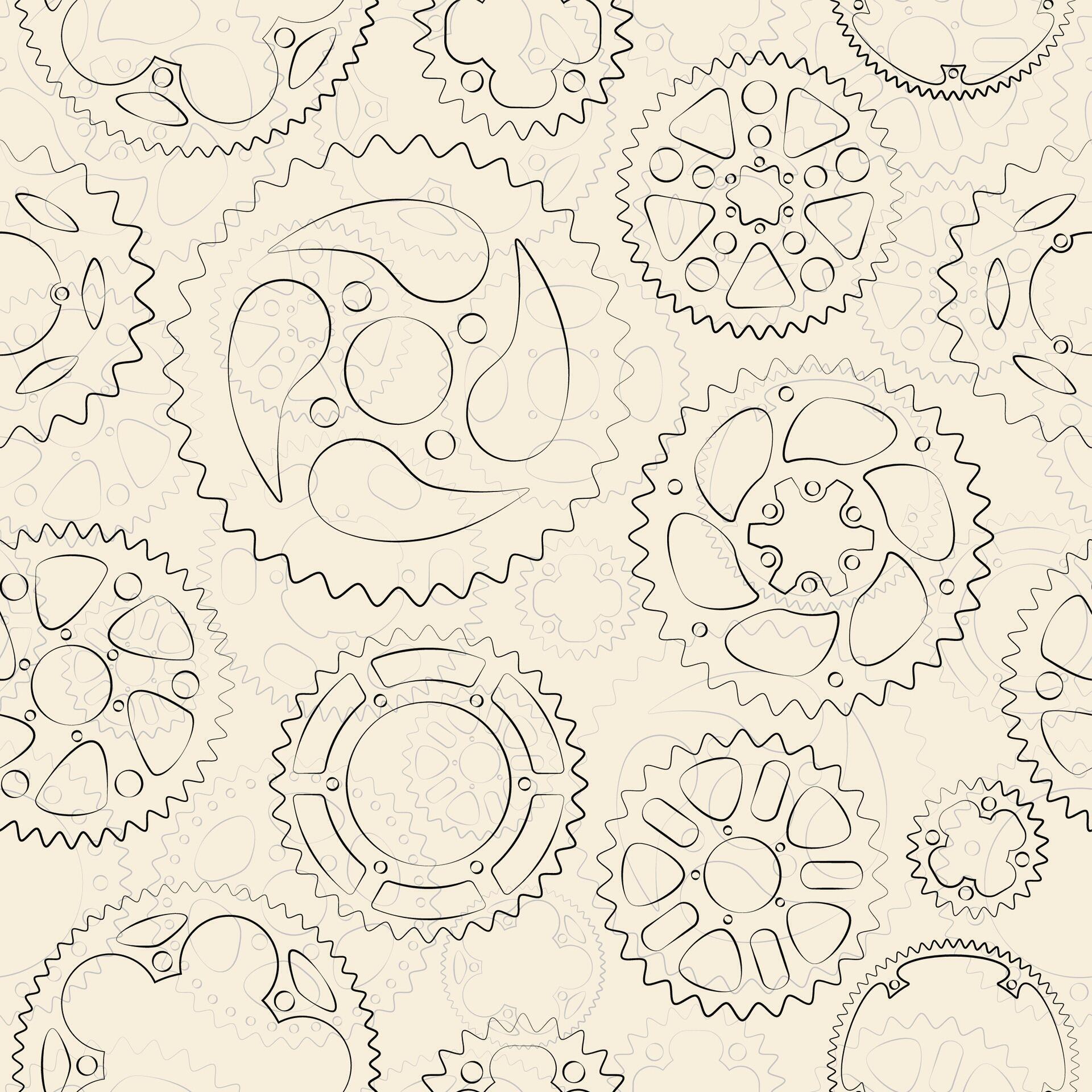 Cream seamless pattern with gears and cogs 53339982 Vector Art at Vecteezy