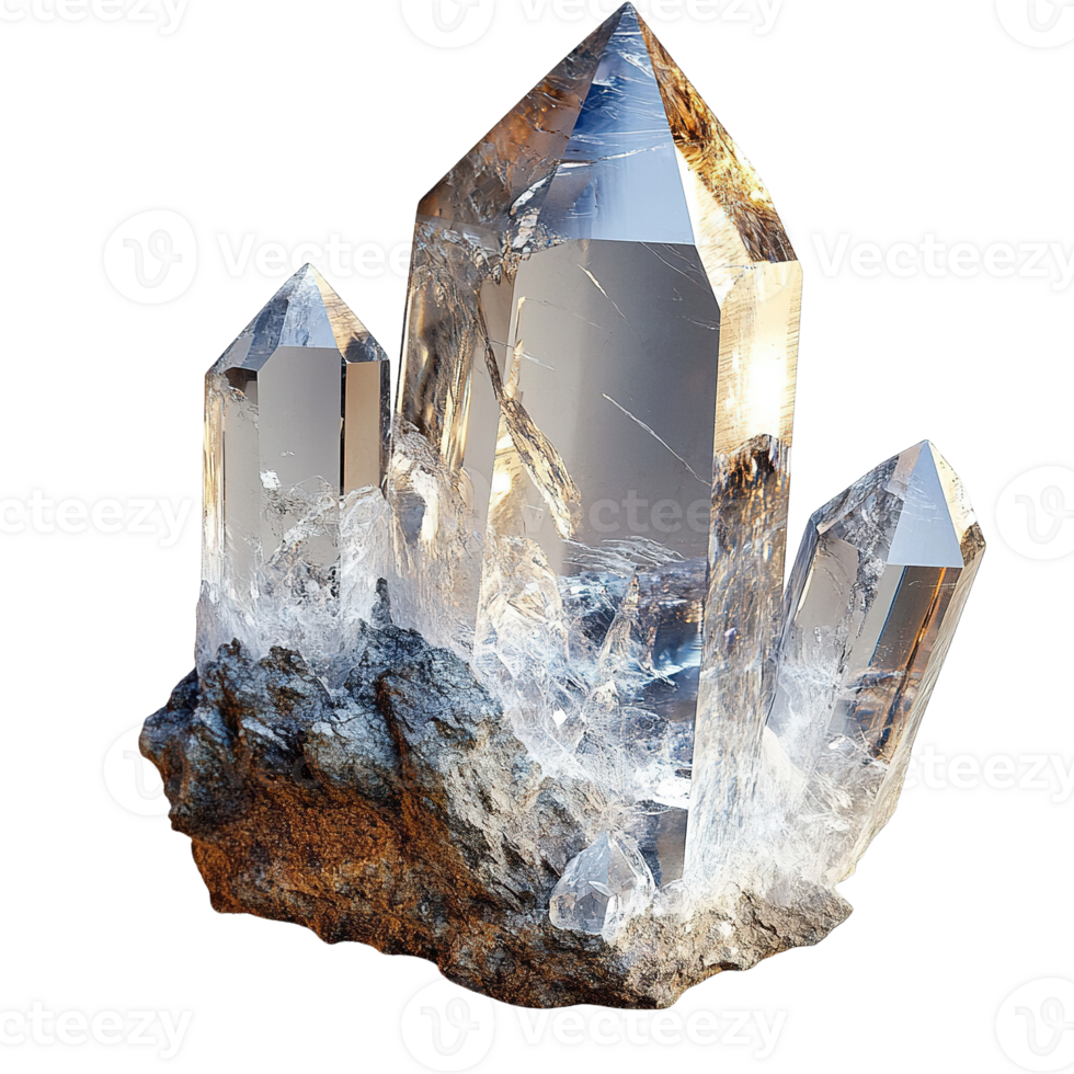 Hexagonal Quartz Crystals with Pointed Ends Growing from a Rocky Base ...